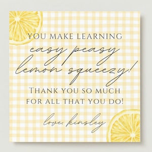 Lemon Lemonade Teacher Appreciation Week Editable Canva Card Gift Tag ...