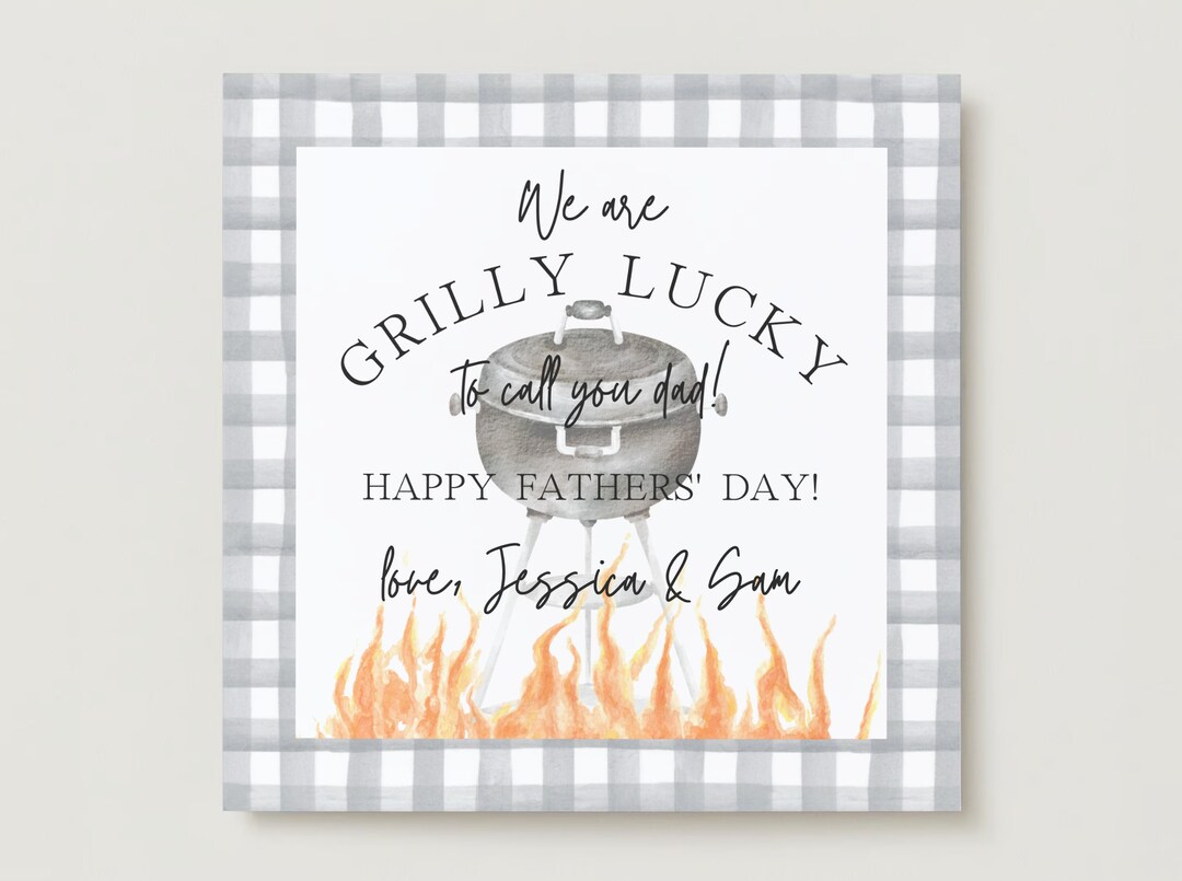 Grill Father's Day Card Gift Tag, Watercolor Classic Cook Smoke Meat ...
