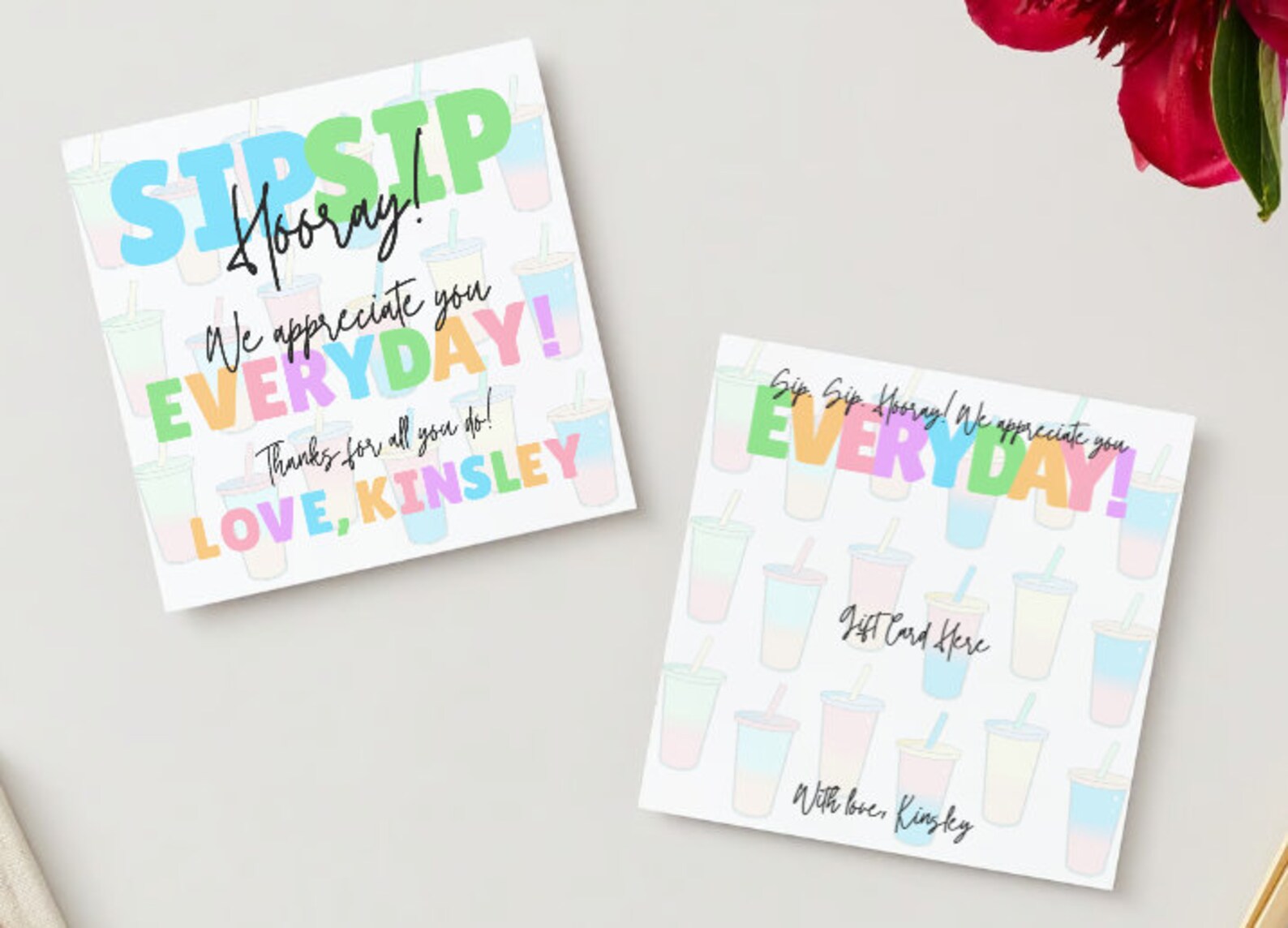 Soda Drink Loaded Tea Boba Gift Tag Card Holder Thank You Teacher ...