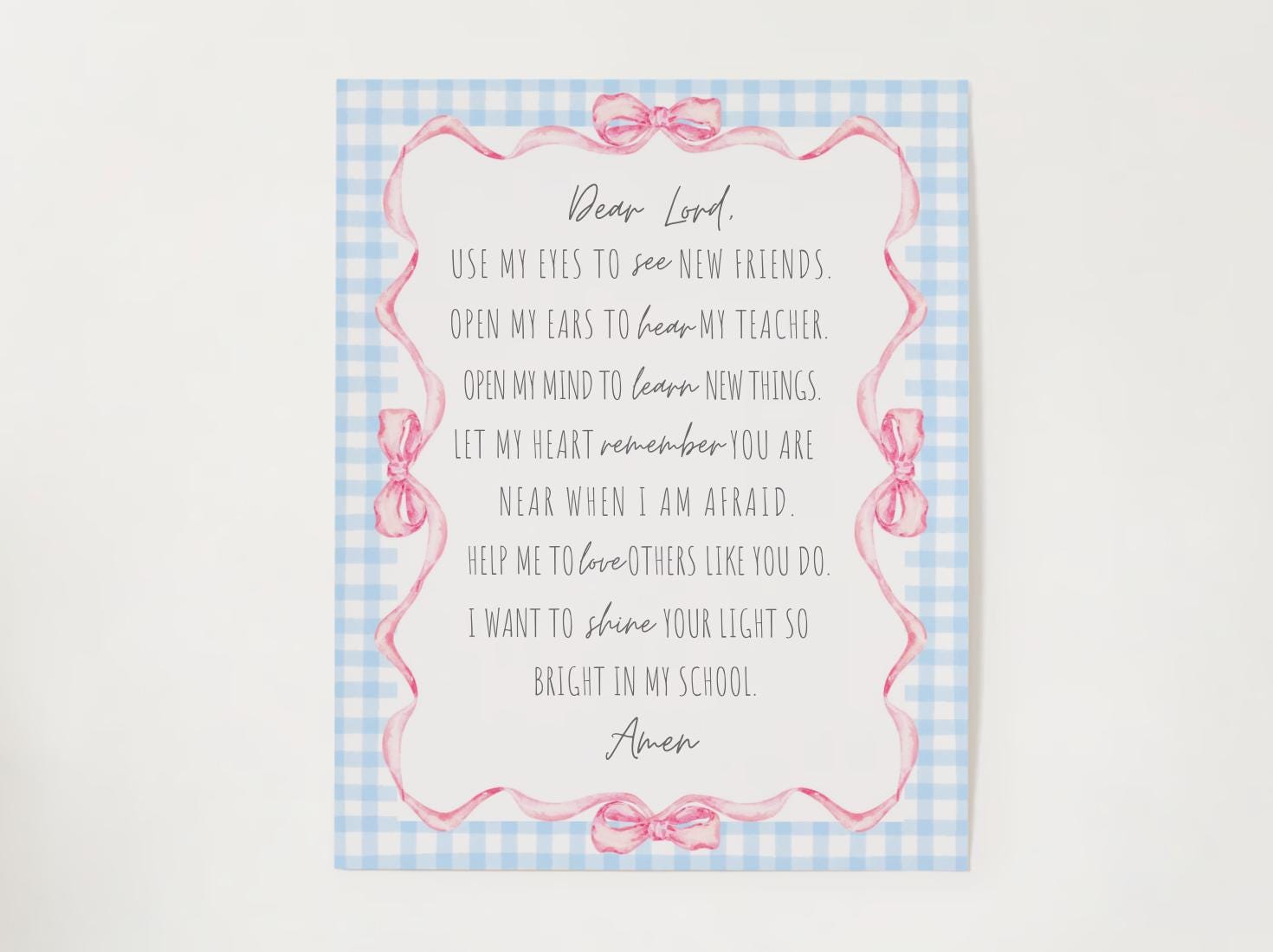 Back to School Prayer Printable, First Day of School, Faith Christian ...