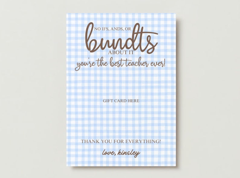 Nothing Bundt Cakes Style Teacher Appreciation Thank You Gift Card ...
