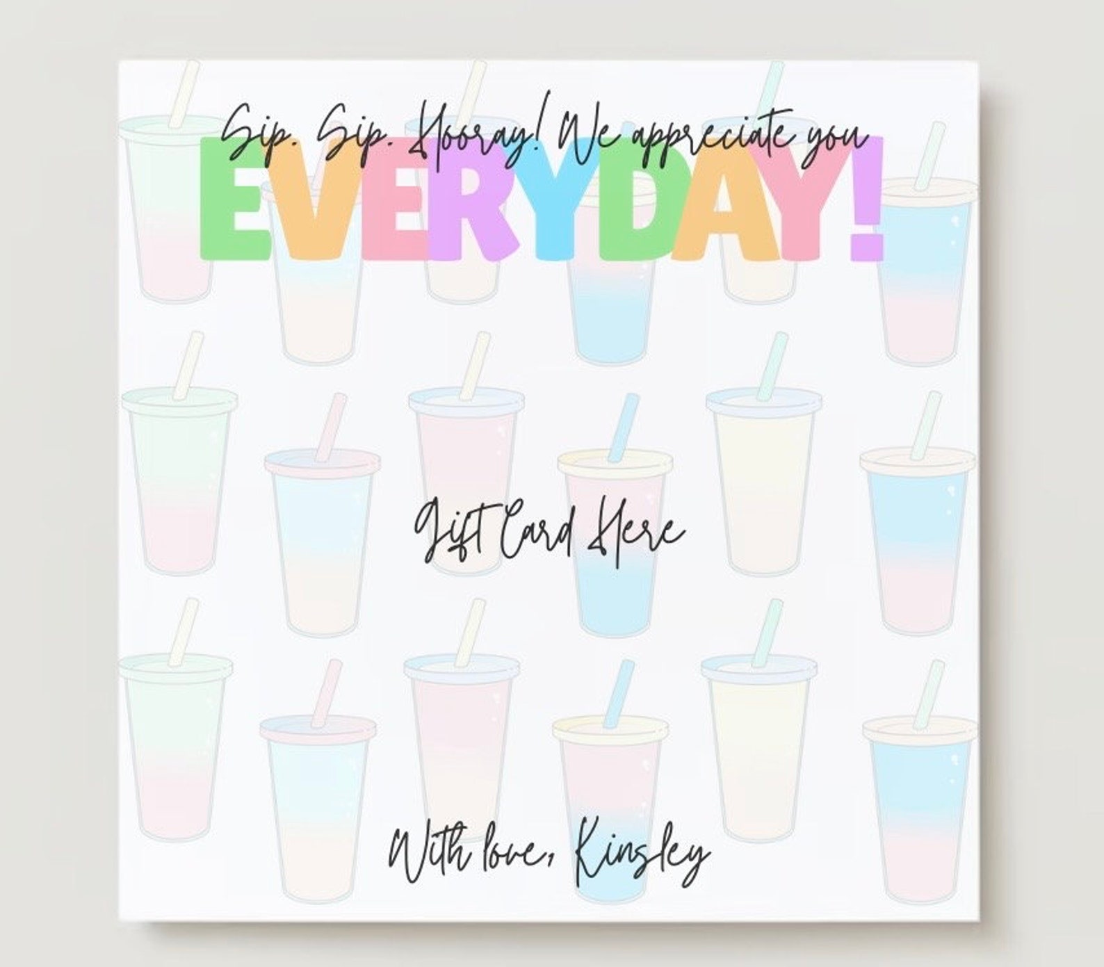 Soda Drink Loaded Tea Boba Gift Tag Card Holder Thank You Teacher ...