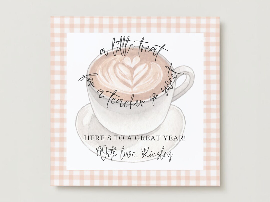 Latte Coffee Back to School Teacher Gift Tag Card, Personalized ...