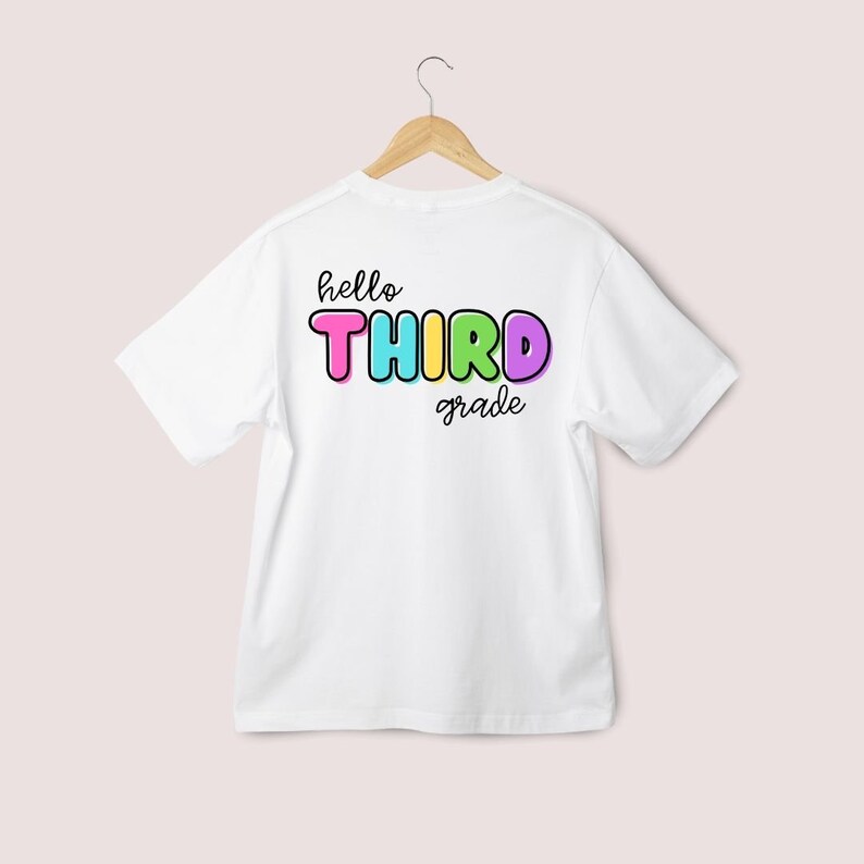 Hello Third Grade, First Day, Back to School PNG File, Rainbow ...