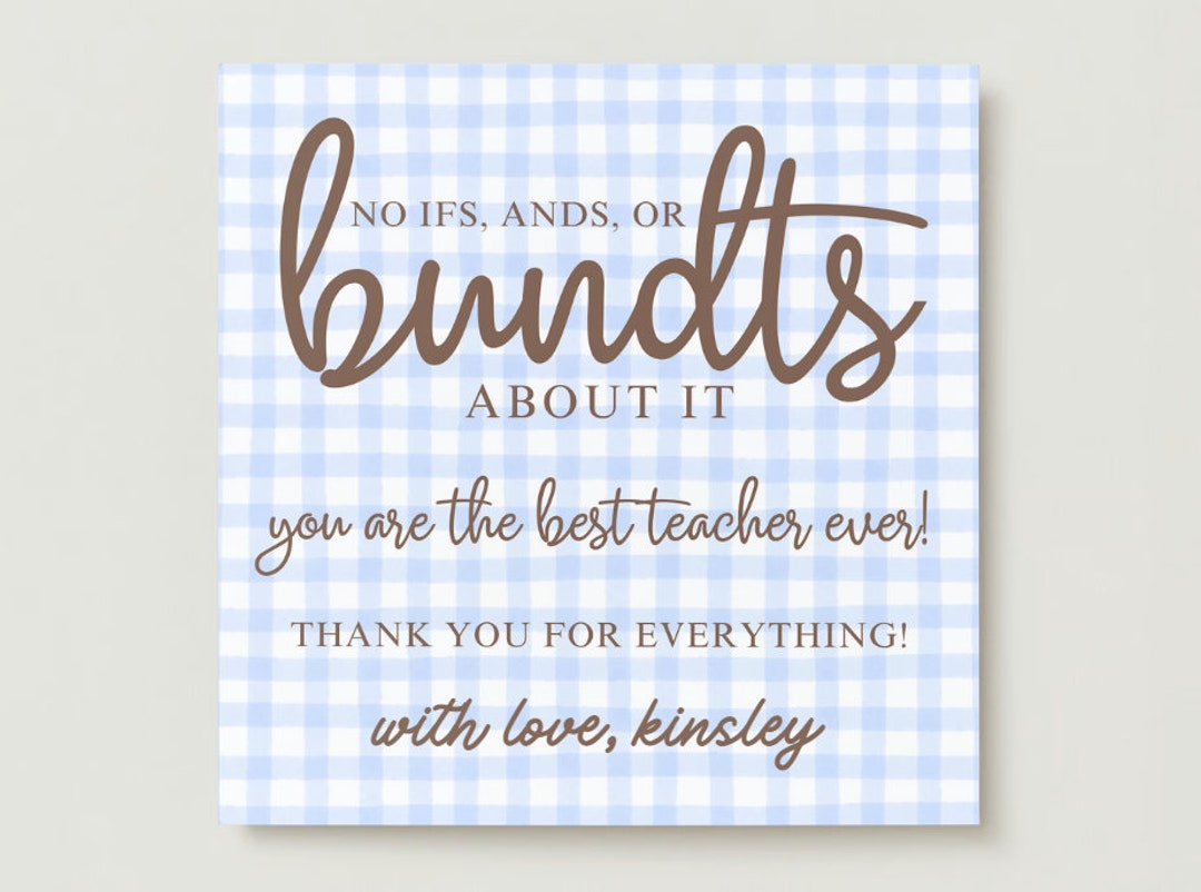 Nothing Bundt Cakes Style Teacher Appreciation Thank You Gift Tag Card ...
