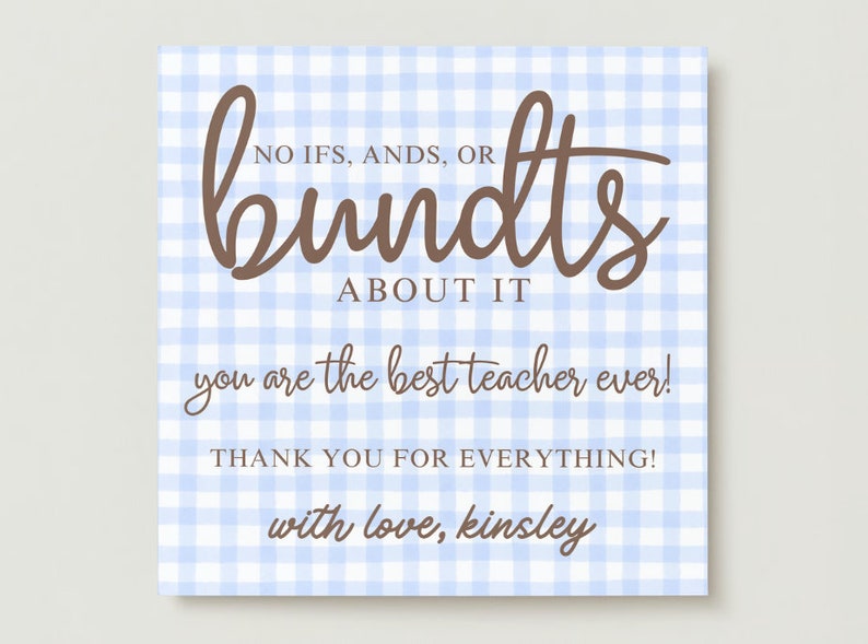 Nothing Bundt Cakes Style Teacher Appreciation Thank You Gift Tag Card ...