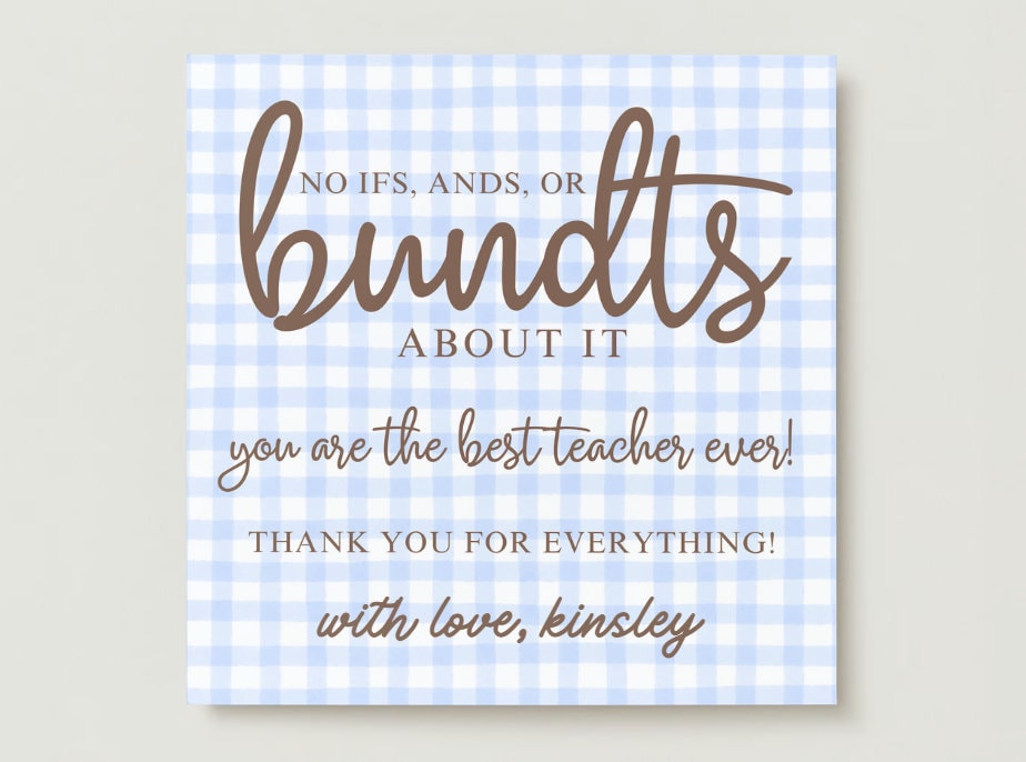 Nothing Bundt Cakes Style Teacher Appreciation Thank You Gift Tag Card ...