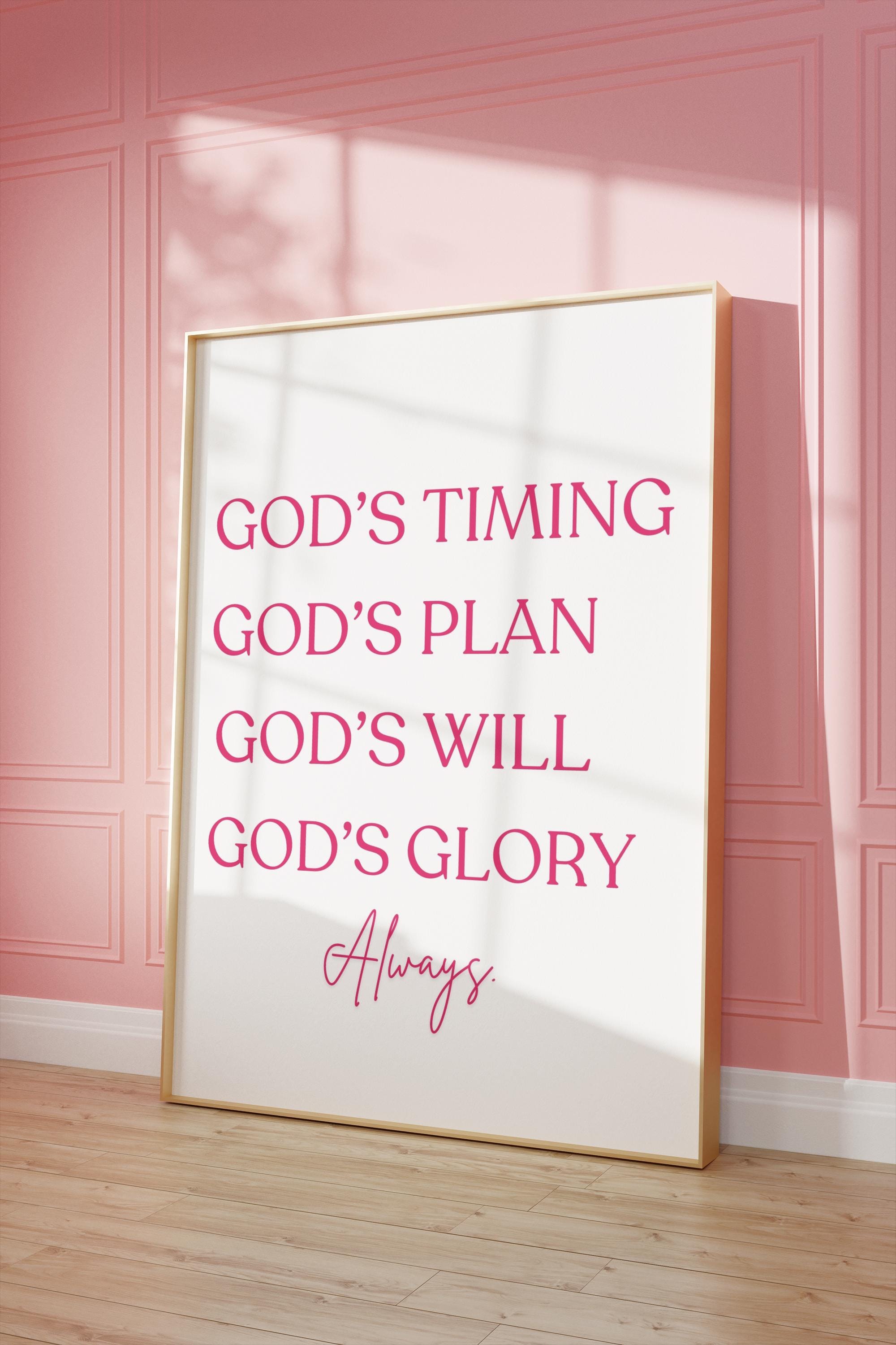 Christian Wall Art: God's Timing, Plan, Will, Glory, God Poster ...