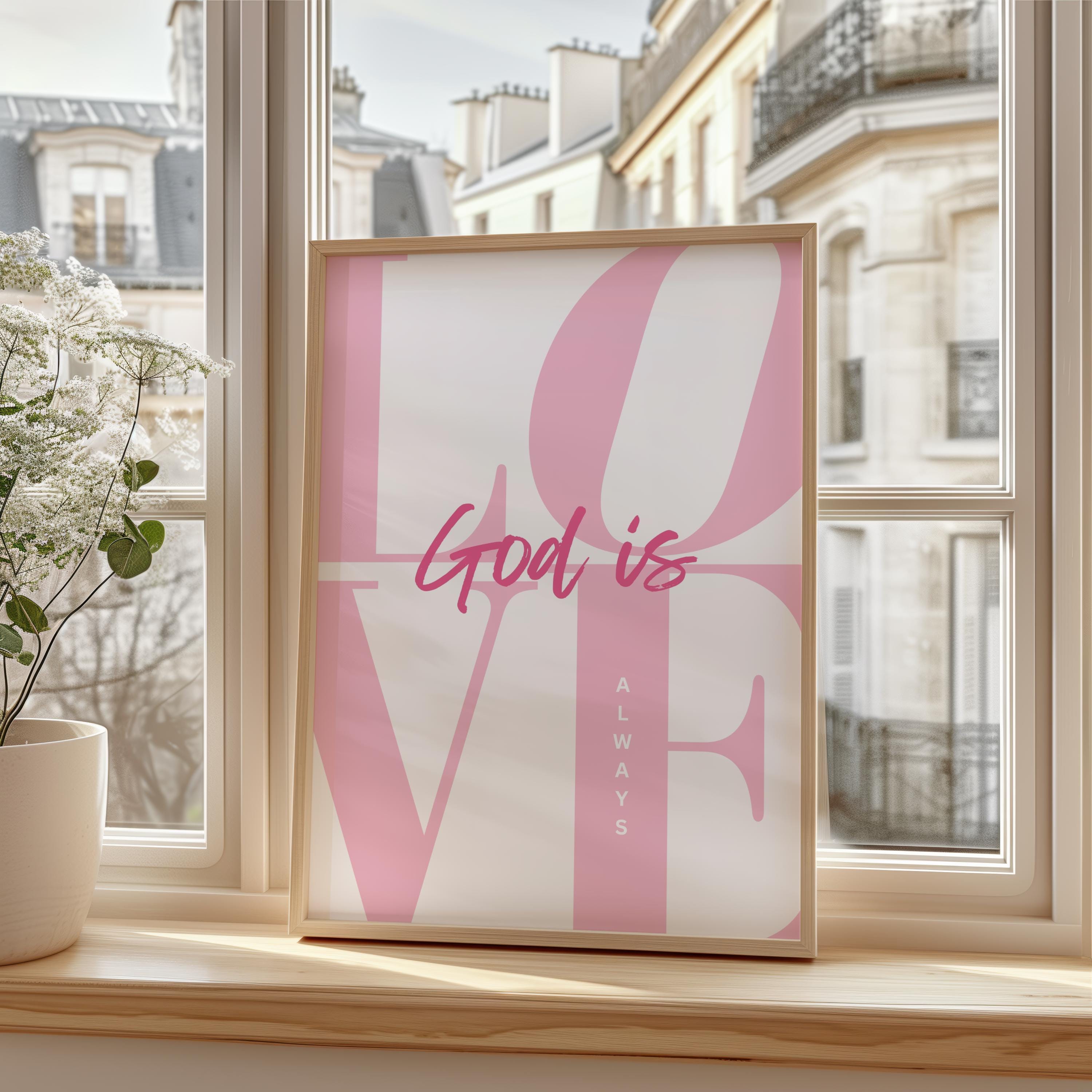 God is Love Pink Christian Poster: Bible Quote - Etsy