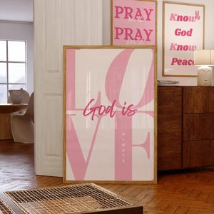 God is Love Pink Christian Poster: Bible Quote - Etsy