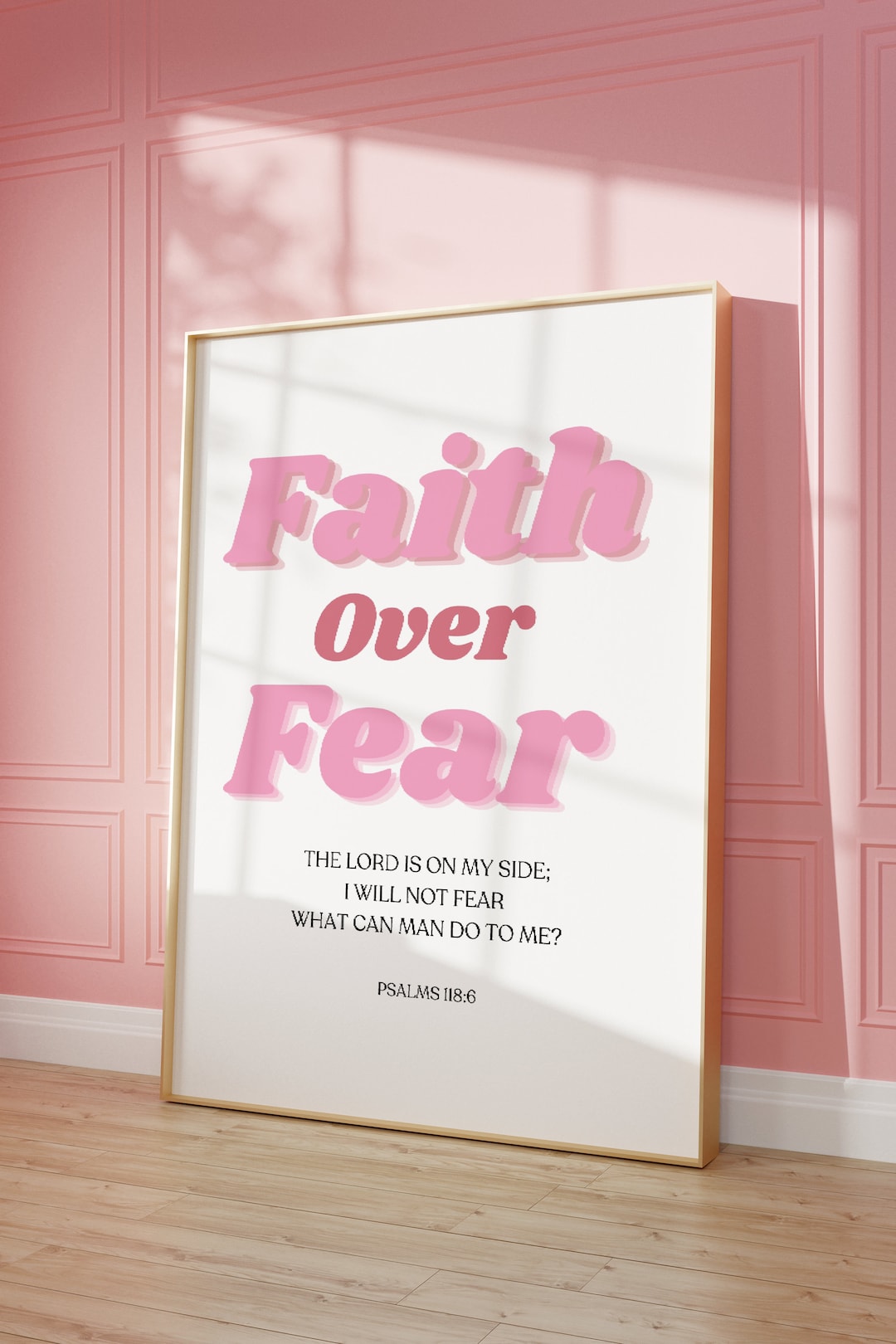 Faith Over Fear Poster: Pink Christian Wall Art - Etsy