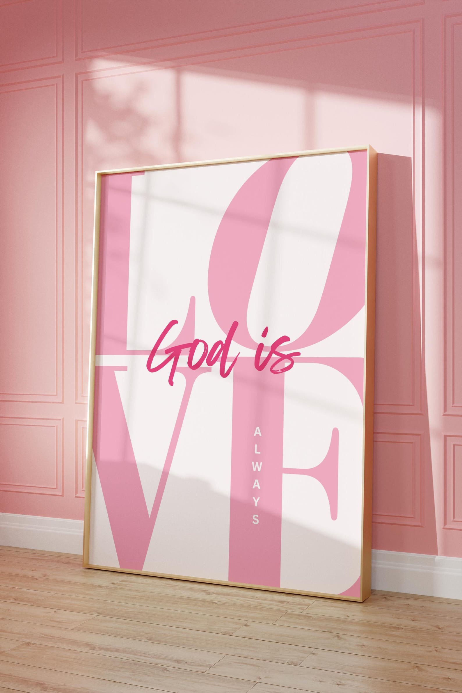 God is Love Pink Christian Poster: Bible Quote - Etsy