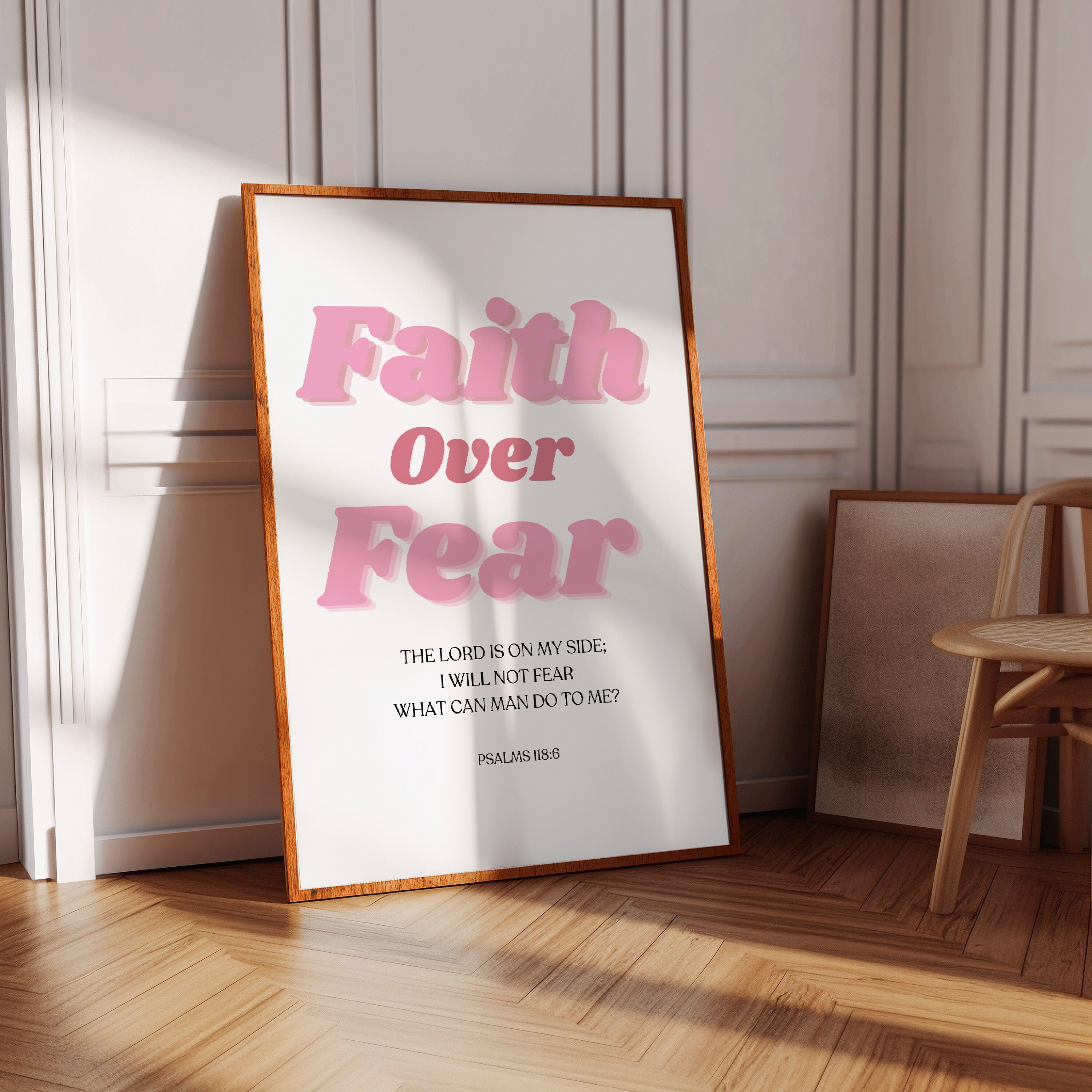 Faith Over Fear Poster: Pink Christian Wall Art - Etsy