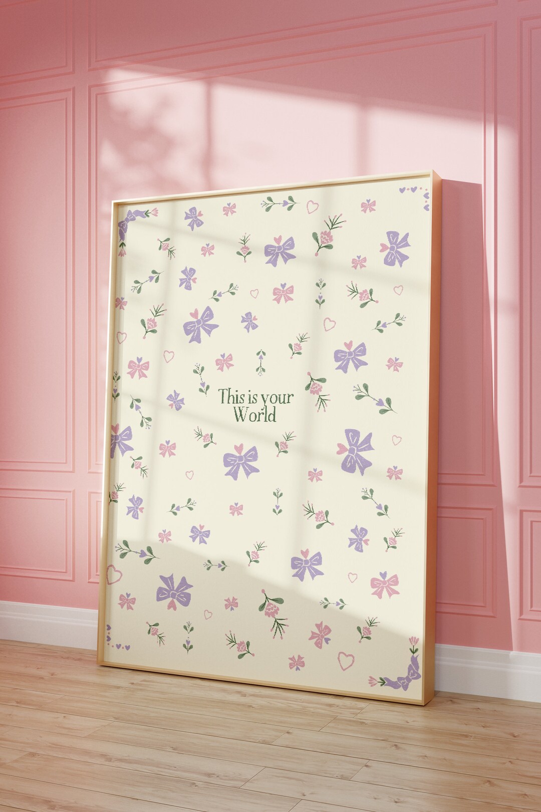 Pink & Purple Bows Poster: Girly Floral Room Decor - Etsy
