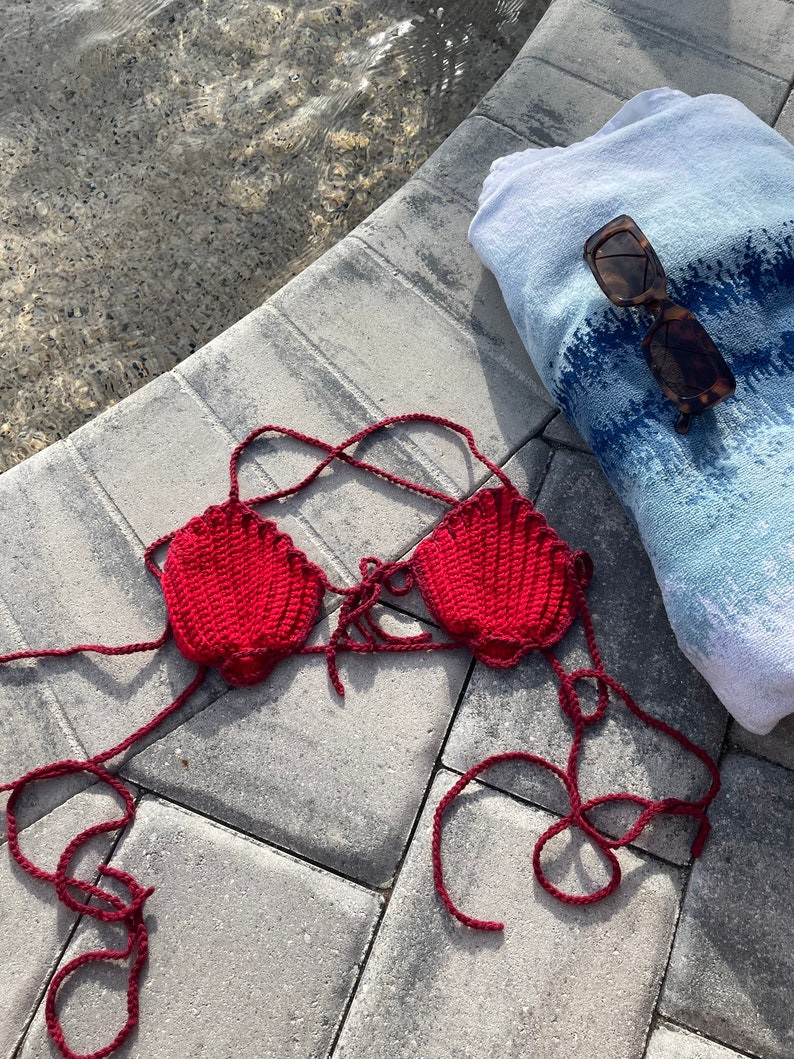 Crochet Shell Bathing Suit Top, Bikini Top, Handmade Top, Swimwear ...