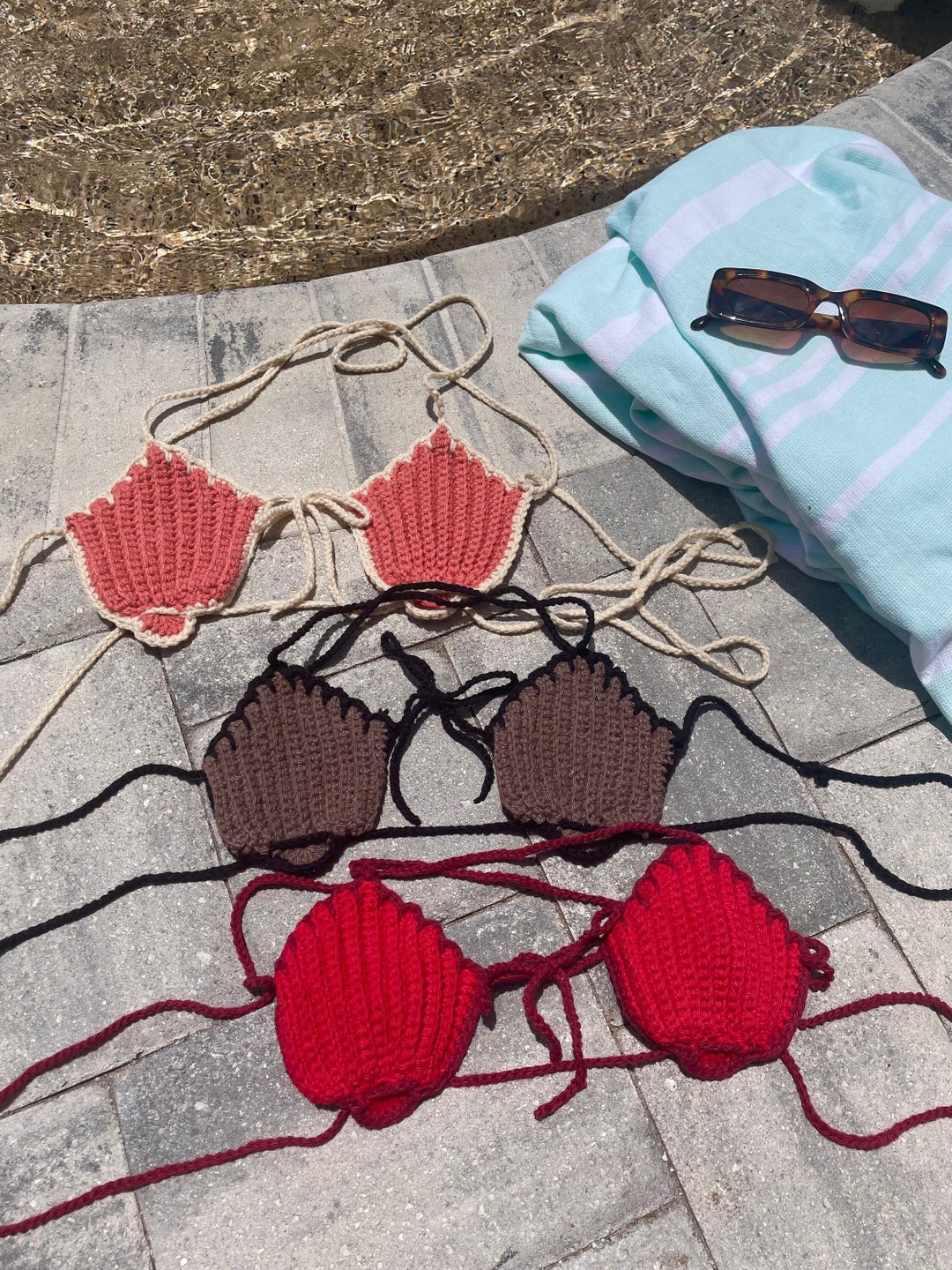 Crochet Shell Bathing Suit Top, Bikini Top, Handmade Top, Swimwear ...