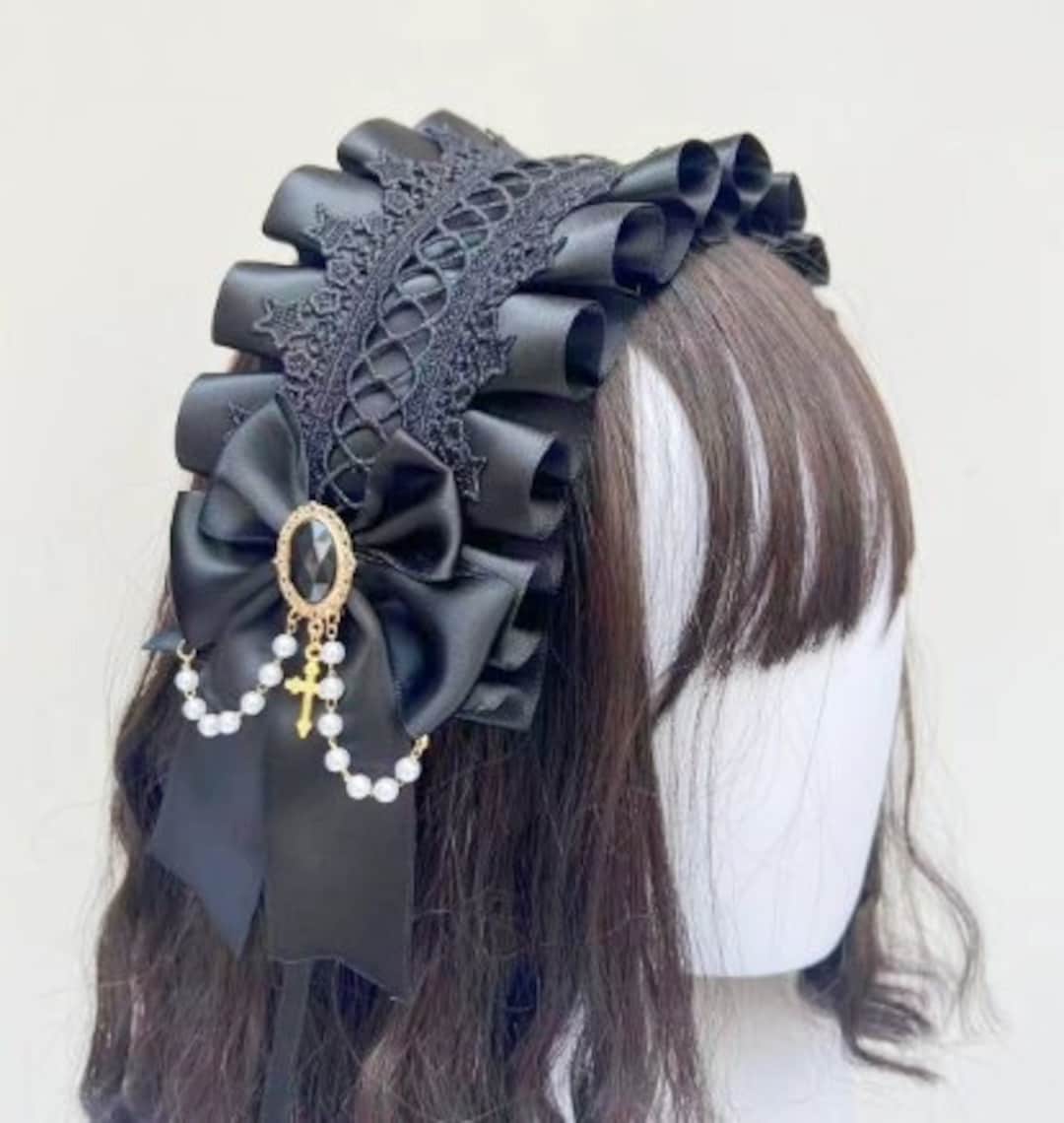 Handcrafted Gothic Lolita Maid Lace Headband, Cosplay Cute Headband ...