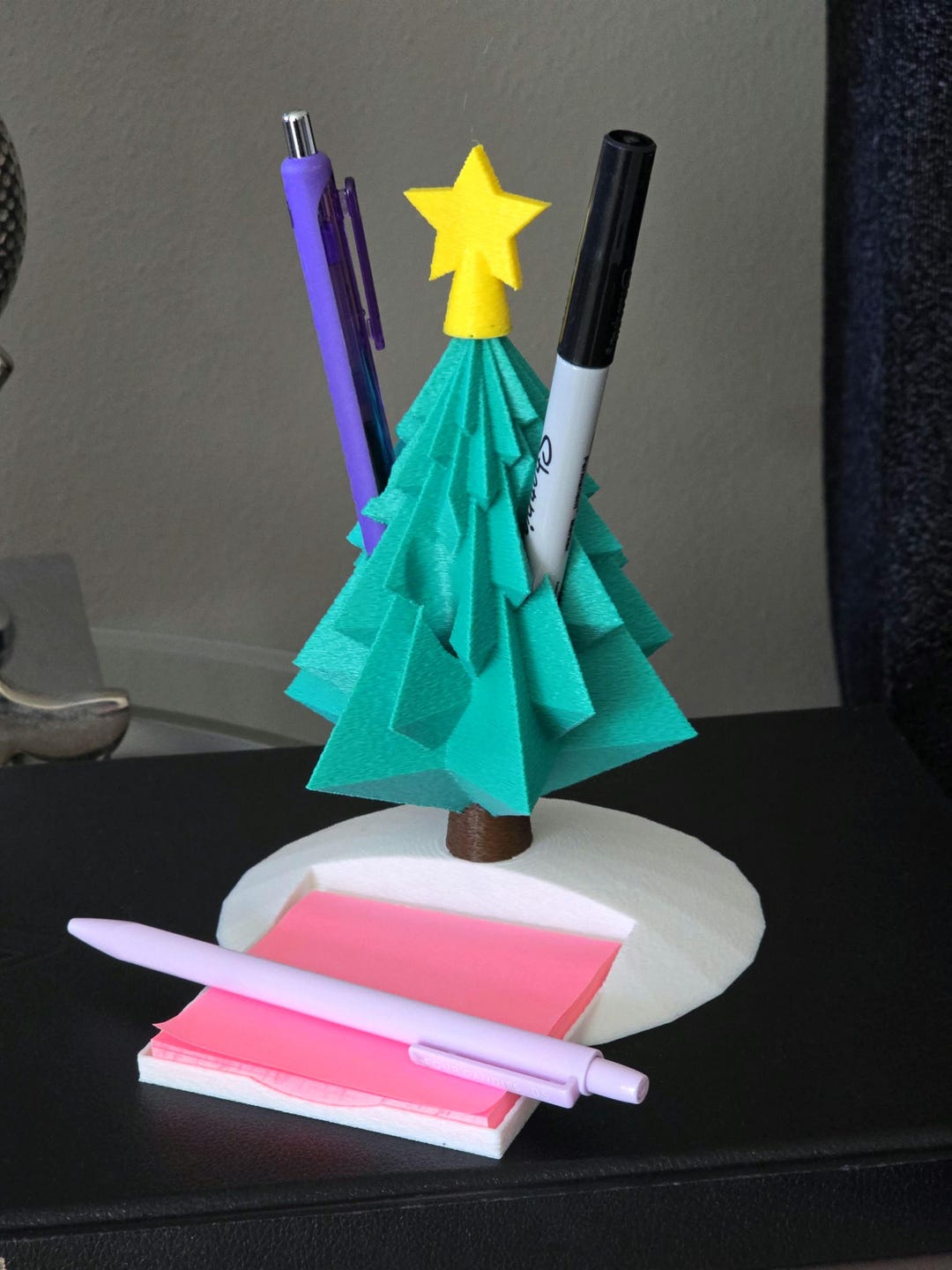 Textured Christmas Tree Pen and Sticky Note Holder - Etsy