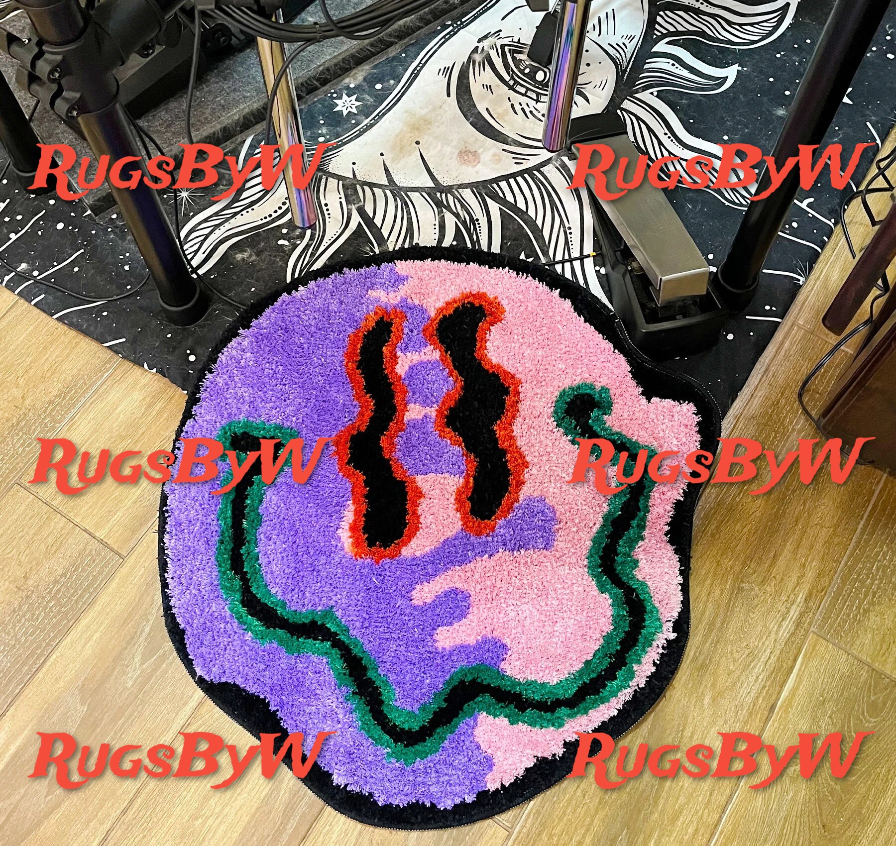 Trippy Purple Smiley Face Rug Emoji, Home, Decor, Plush Rug, Happy - Etsy