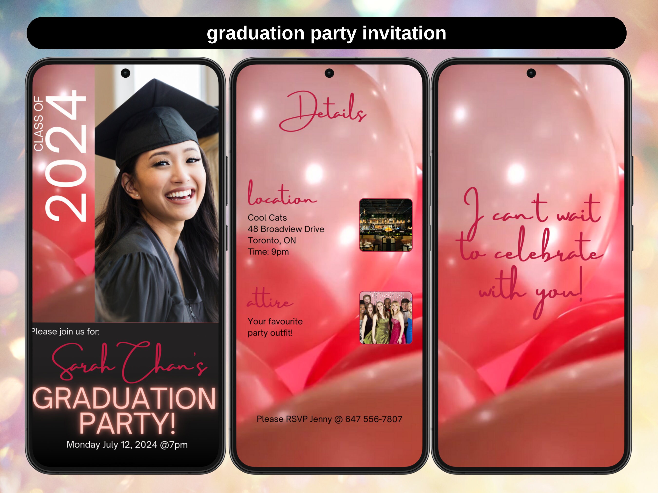 Graduation Party Invitation, Animated Digital Editable Invite Template ...