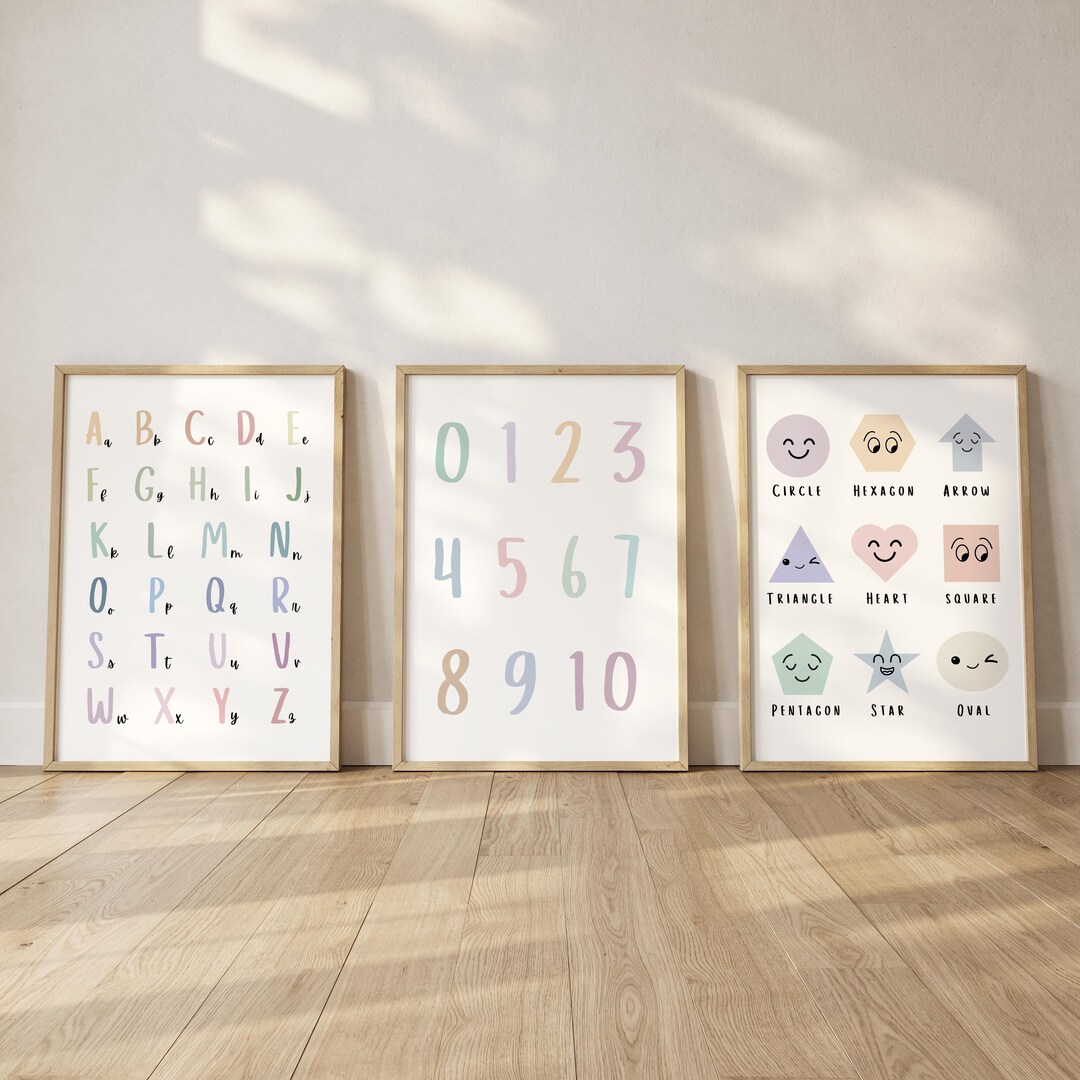 Rainbow Educational Poster Set for Playroom Educational Wall Art for ...