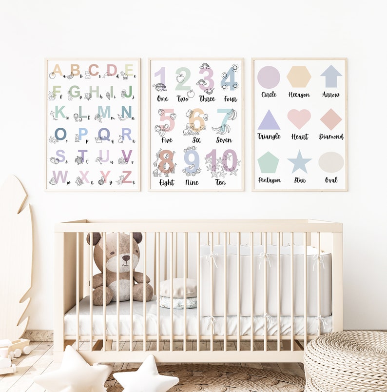 Educational Wall Art for Playroom Shapes Poster for Home Schooling ...