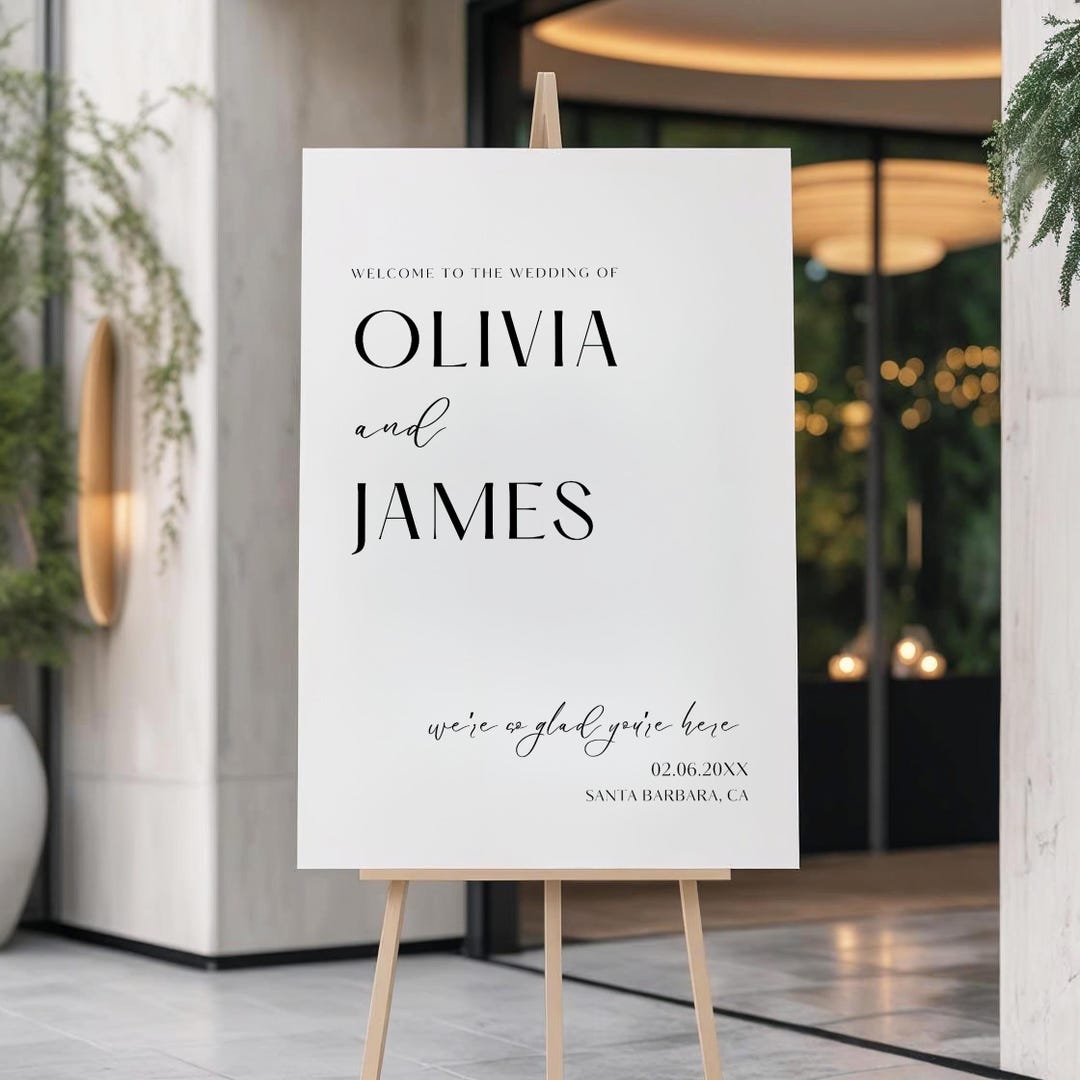 Minimalist Welcome Sign Template for Wedding Entrance Sign Digital ...