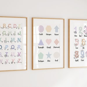 Educational Wall Art for Playroom Shapes Poster for Home Schooling ...