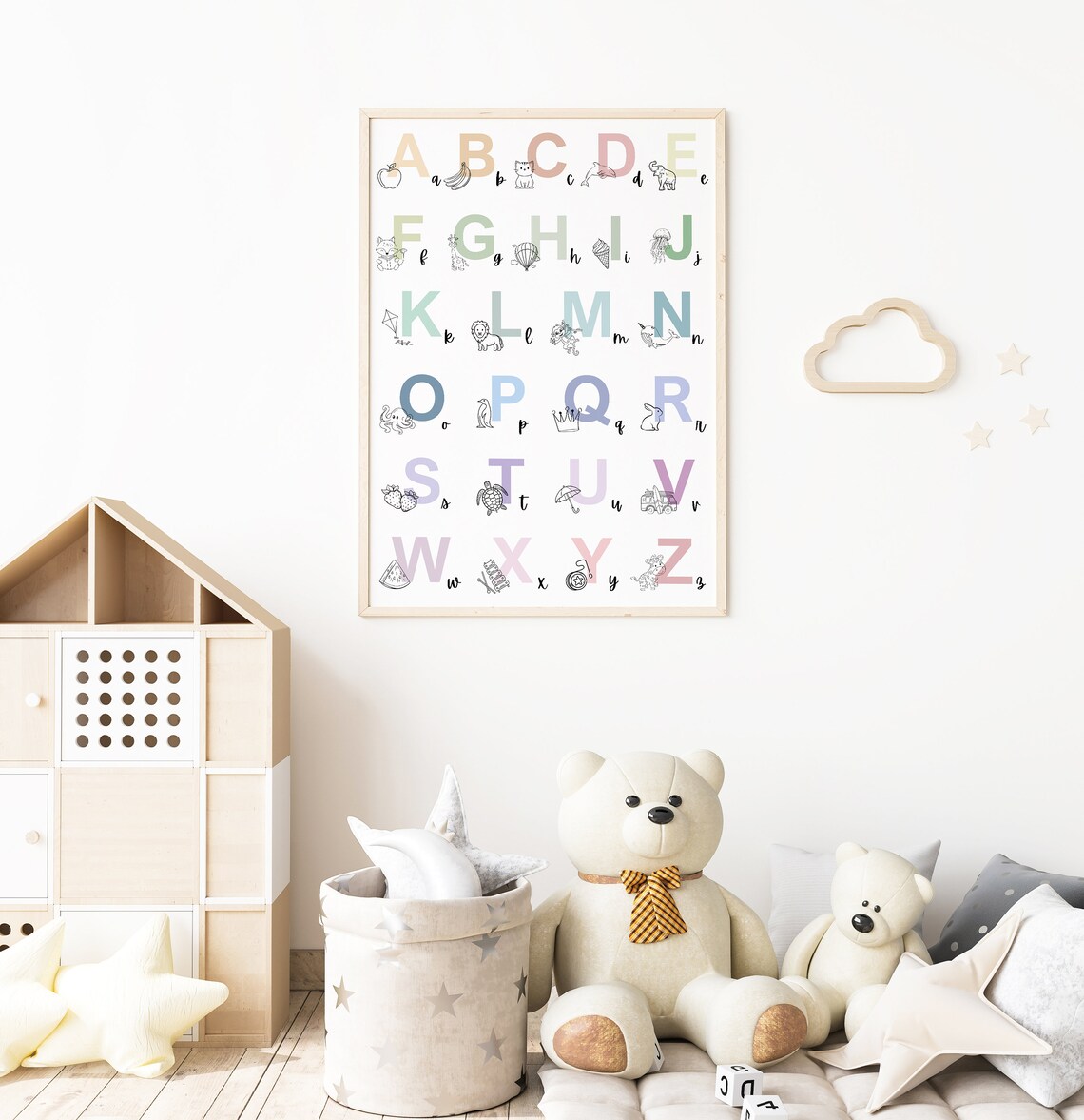 Set of 3 Educational Wall Art for Playroom Alphabet Poster for ...