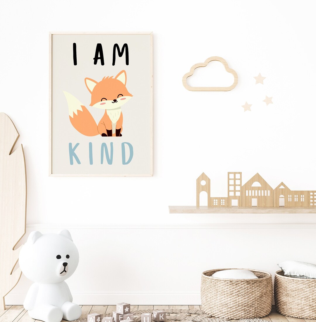 Positive Affirmation Poster for Boys Room Woodland Animal Print for ...