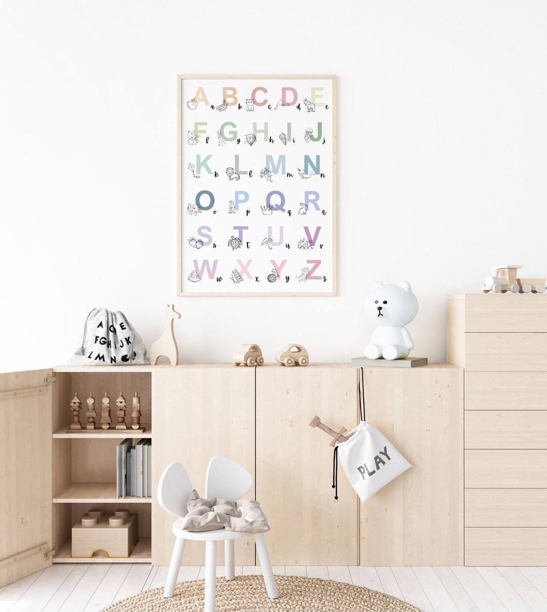 Educational Wall Art for Playroom Alphabet Poster for Classroom ABC ...