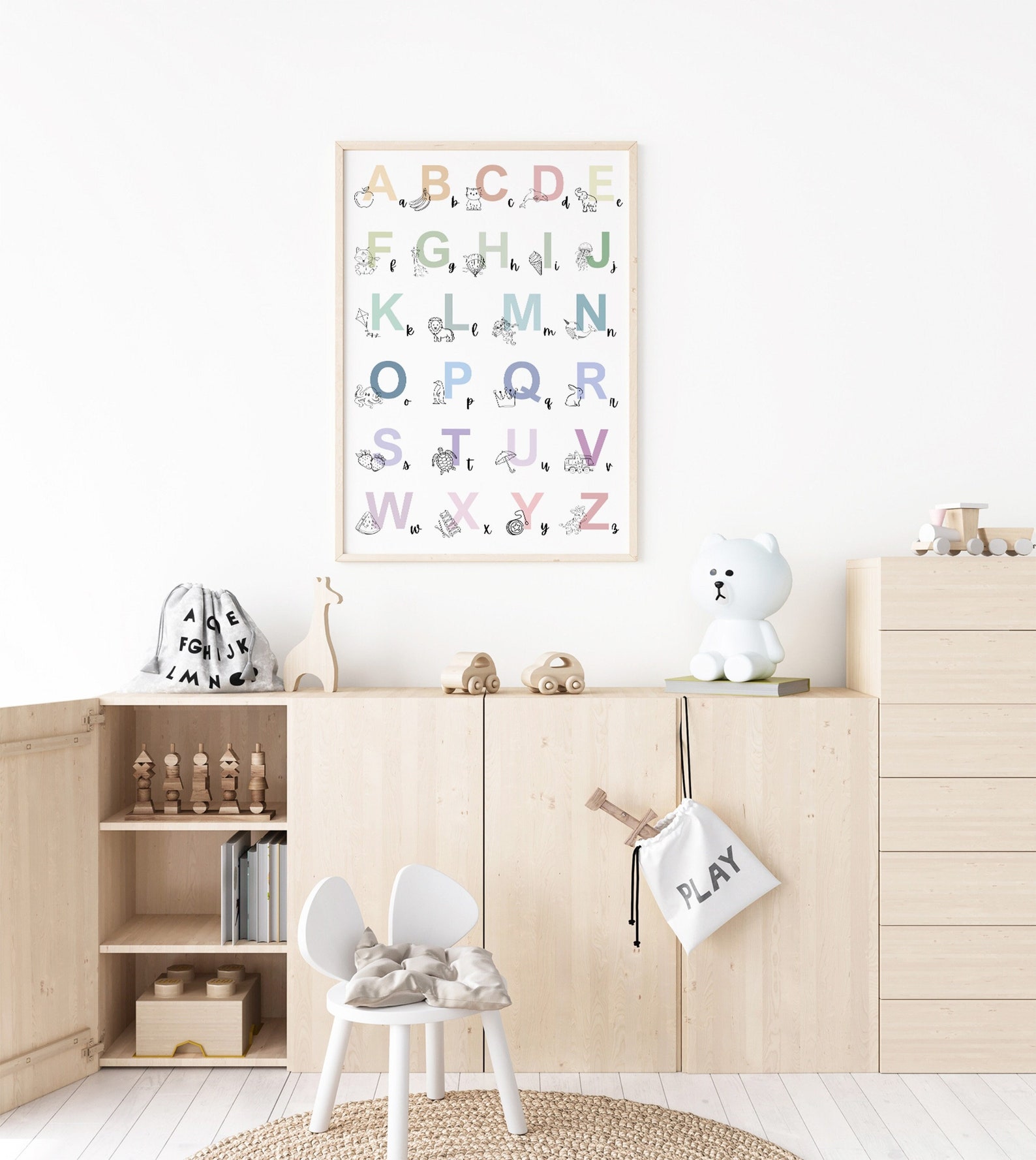 Educational Wall Art for Playroom Alphabet Poster for Classroom ABC ...