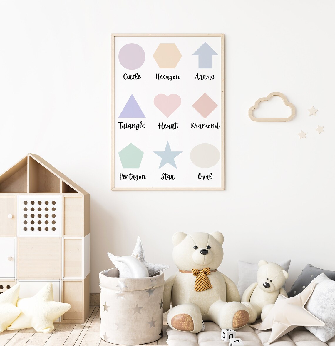 Educational Wall Art for Playroom Shapes Poster for Home Schooling ...
