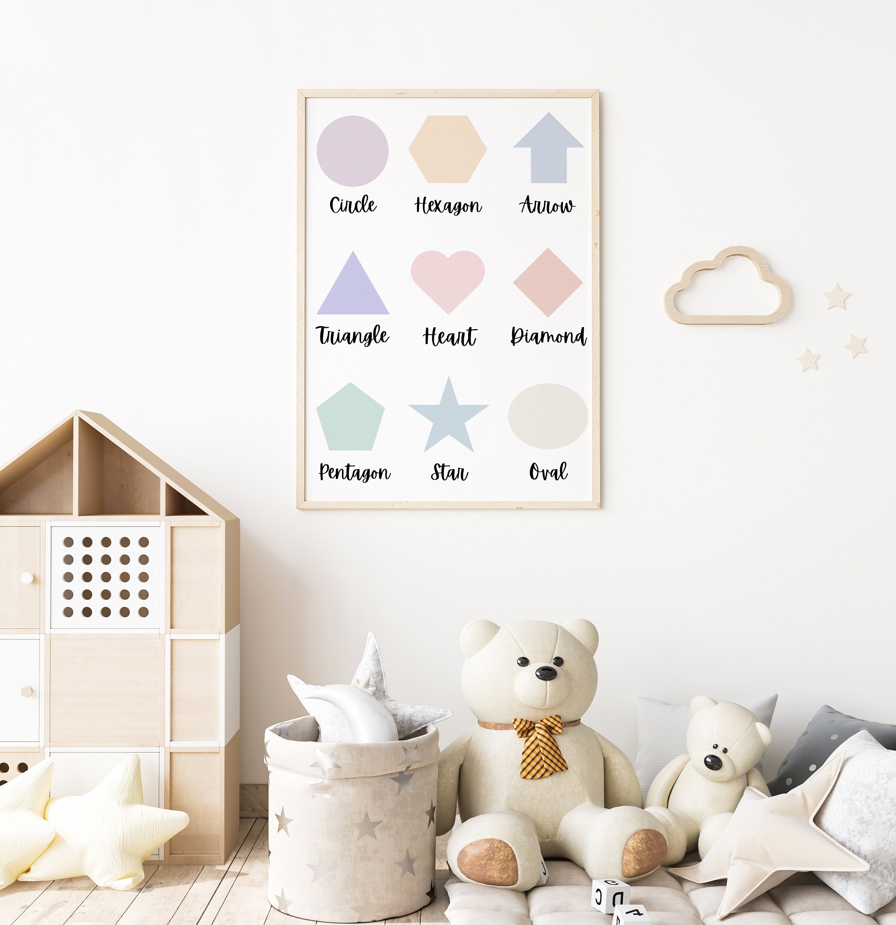Educational Wall Art for Playroom Shapes Poster for Home Schooling ...