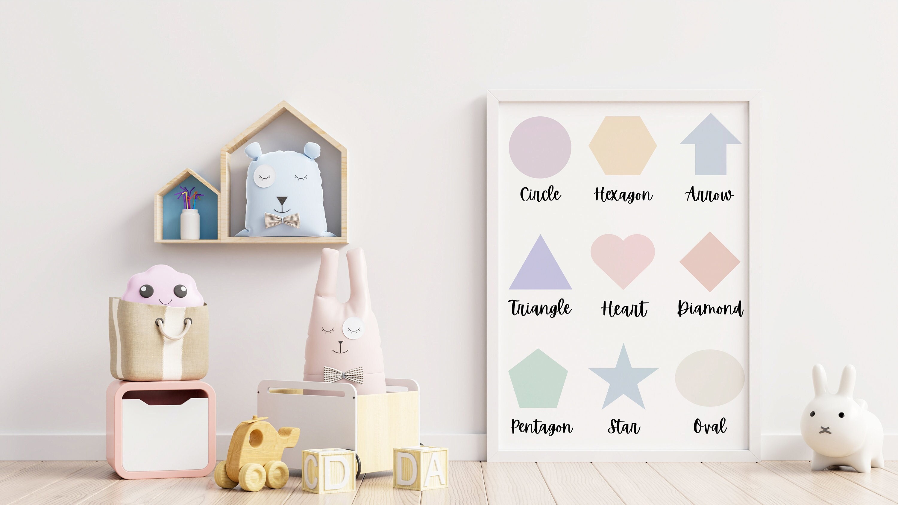 Educational Wall Art for Playroom Shapes Poster for Home Schooling ...