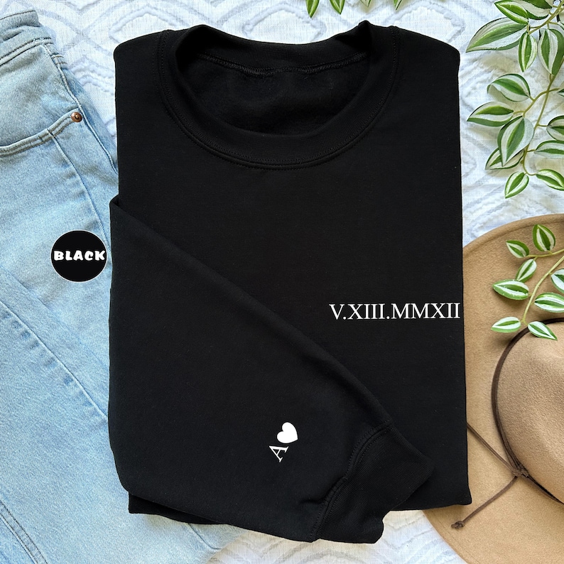 Personalized Roman Numeral Sweatshirt, Custom Valentines Day Hoodie ...