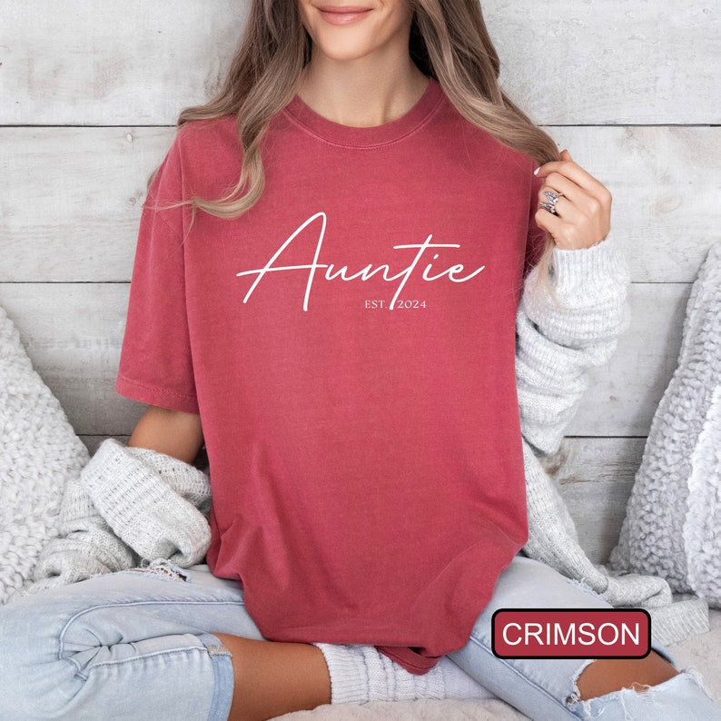 Personalized Auntie Est 2024 T-shirt, Custom Aunt to Be Shirt, Matching ...