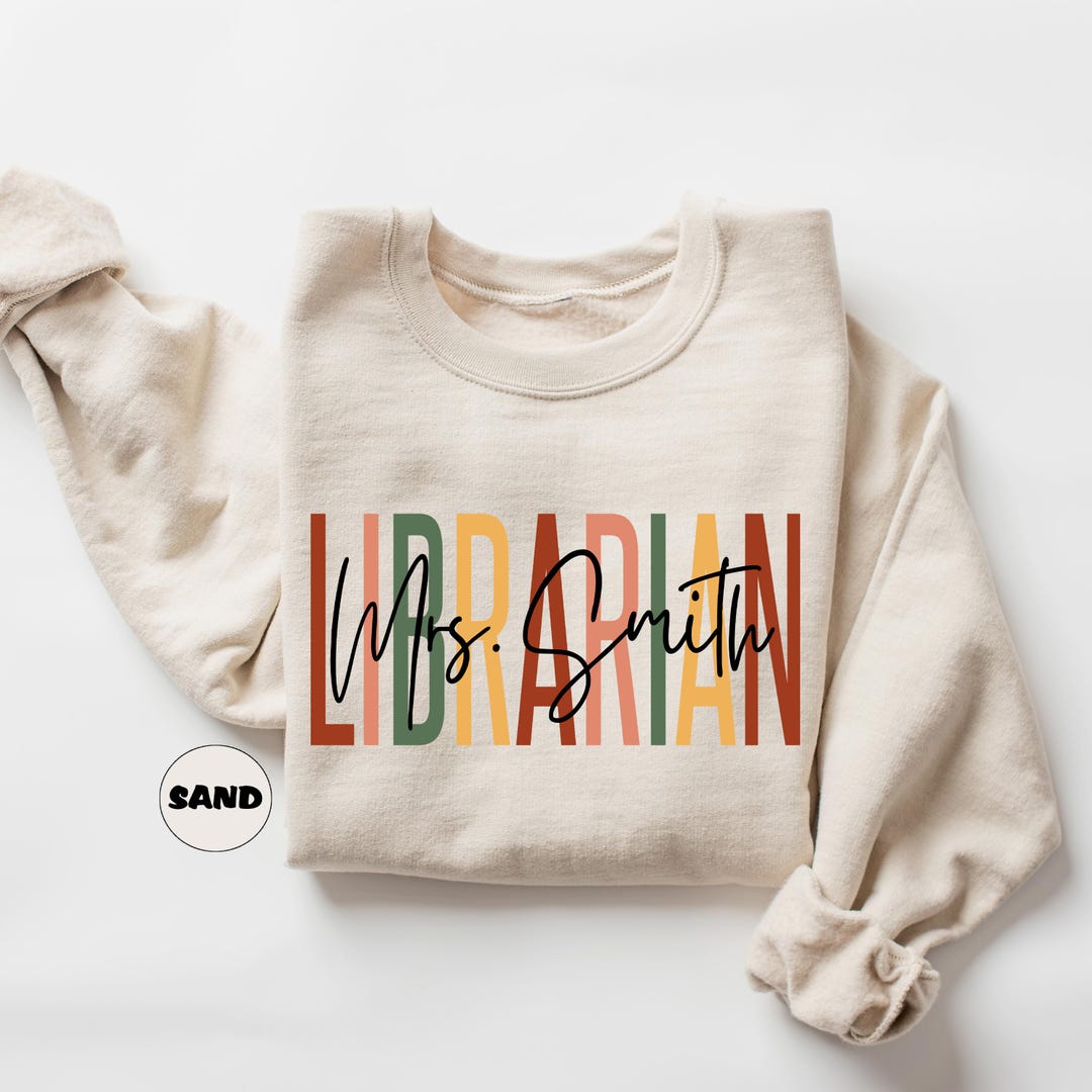 Custom Librarian Sweatshirt, Personalized Librarian Name Hoodie, Back ...