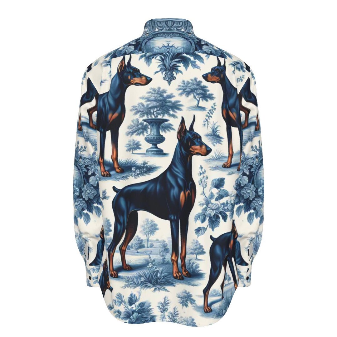 Doberman Pinscher Jouy De Toile Cotton Mens Shirt Button up Dog Oxford ...
