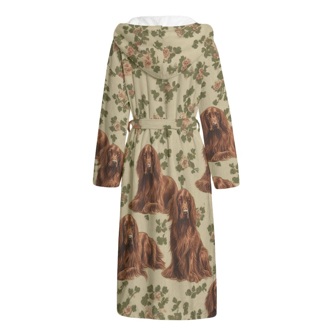 Irish Setter Cottagecore Dog Plush Robe, Hooded Bathrobe, Unisex Robe ...