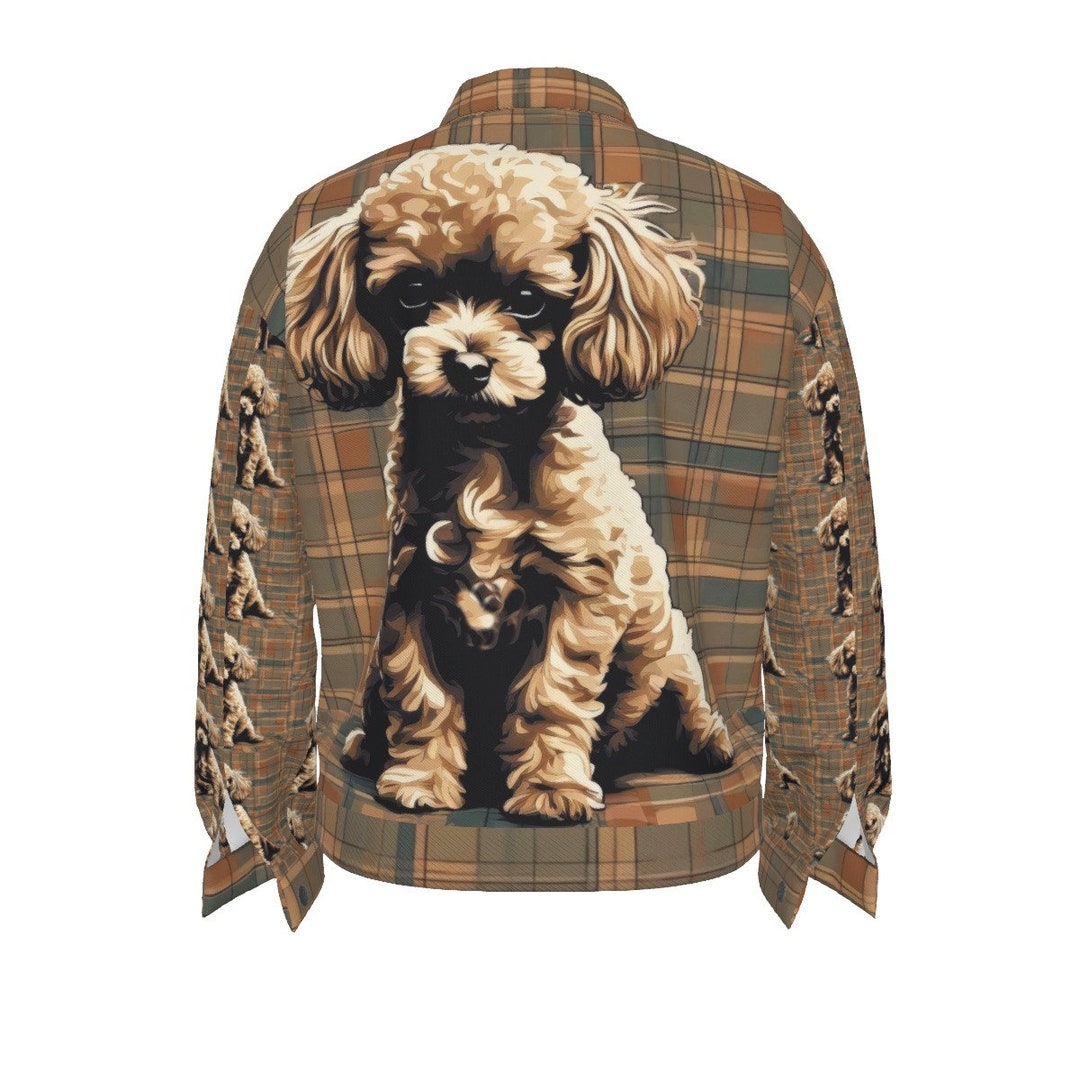 Plaid Poodle Dog Cotton Jacket, Windowpane Unisex Lightweight Jean ...