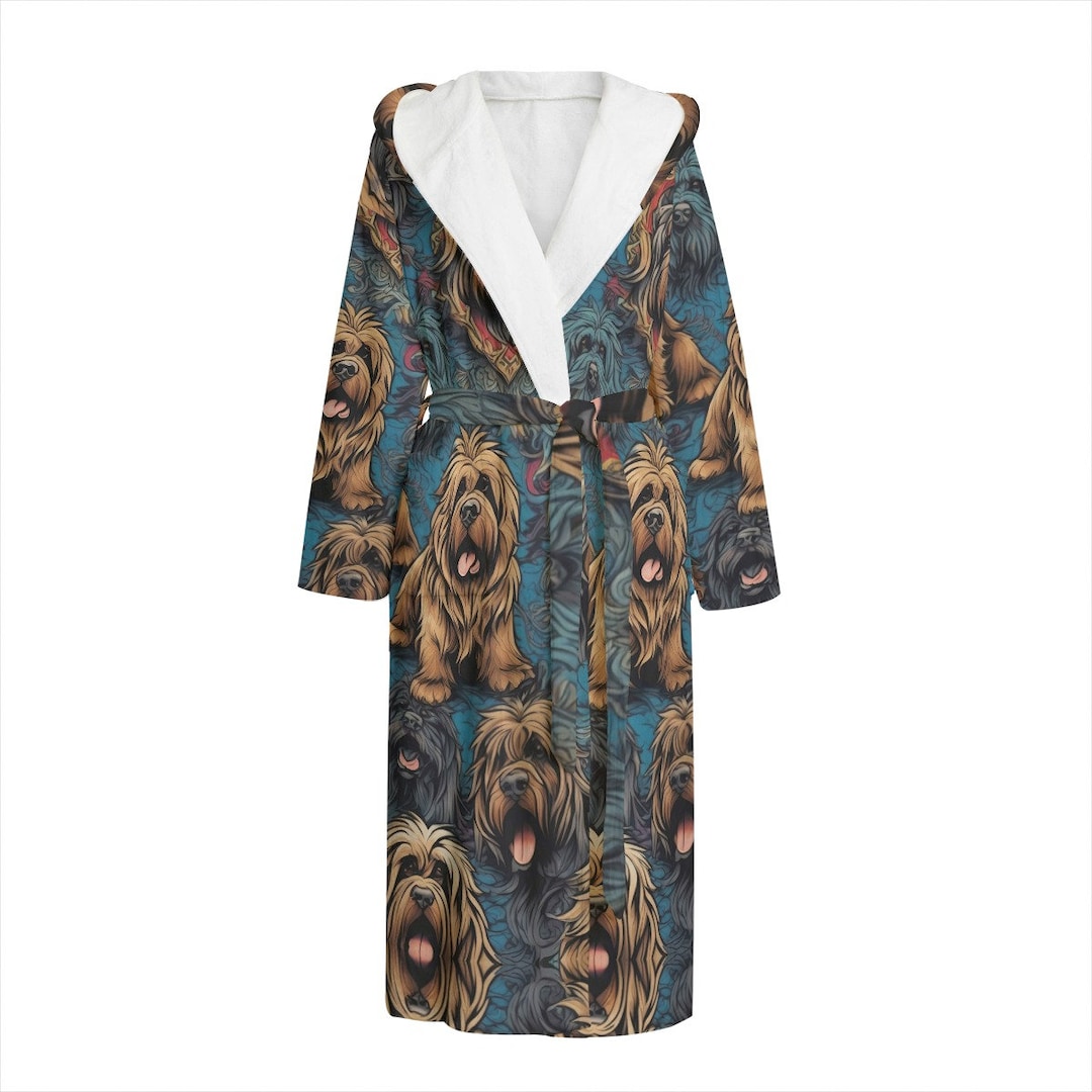 Gothic Briard Dog Plush Robe, Hooded Bathrobe, Unisex Robe, Thick ...