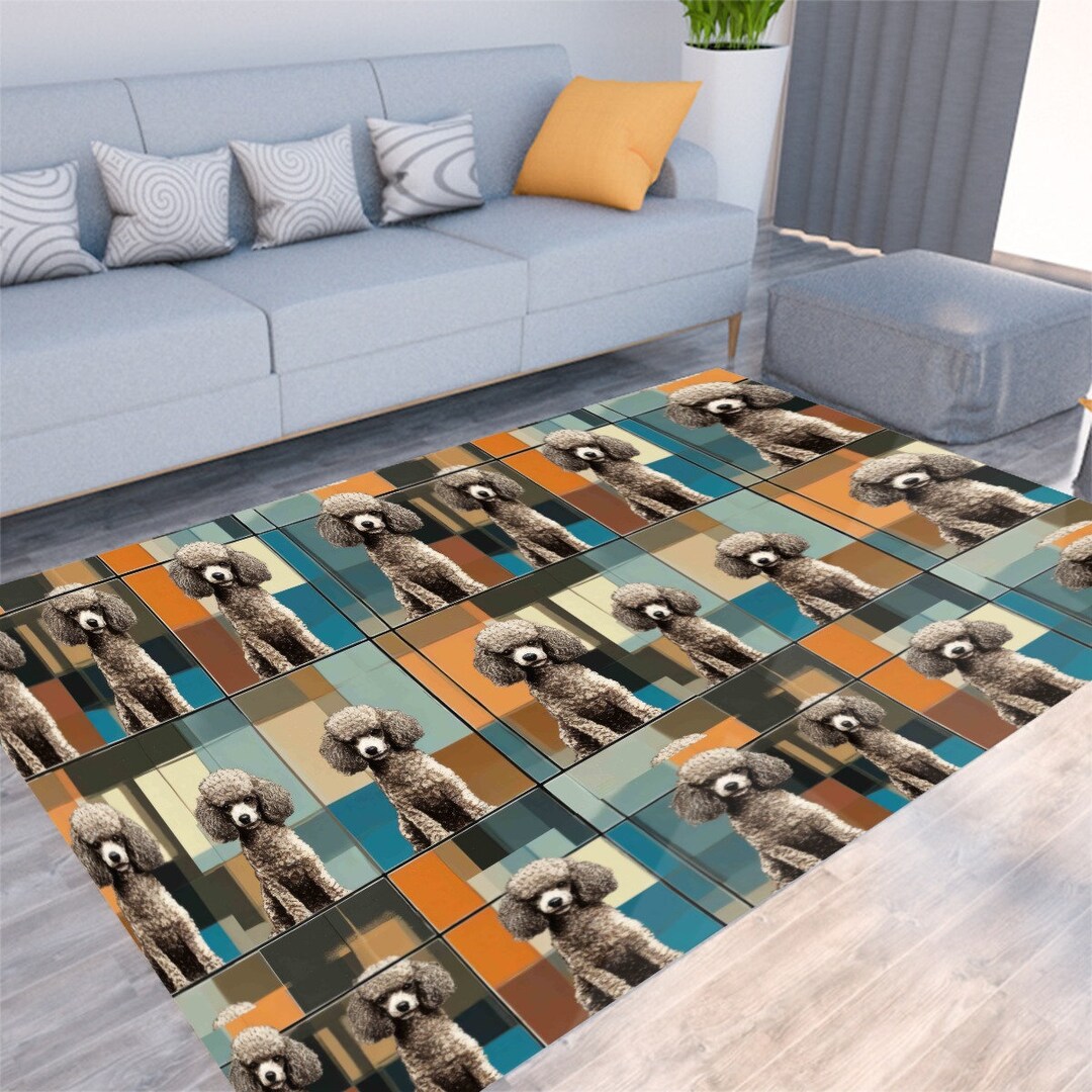 Mid Century Modern Poodle, Dog Mat, Pet Rug,plaid ,felt Floor Mat ...