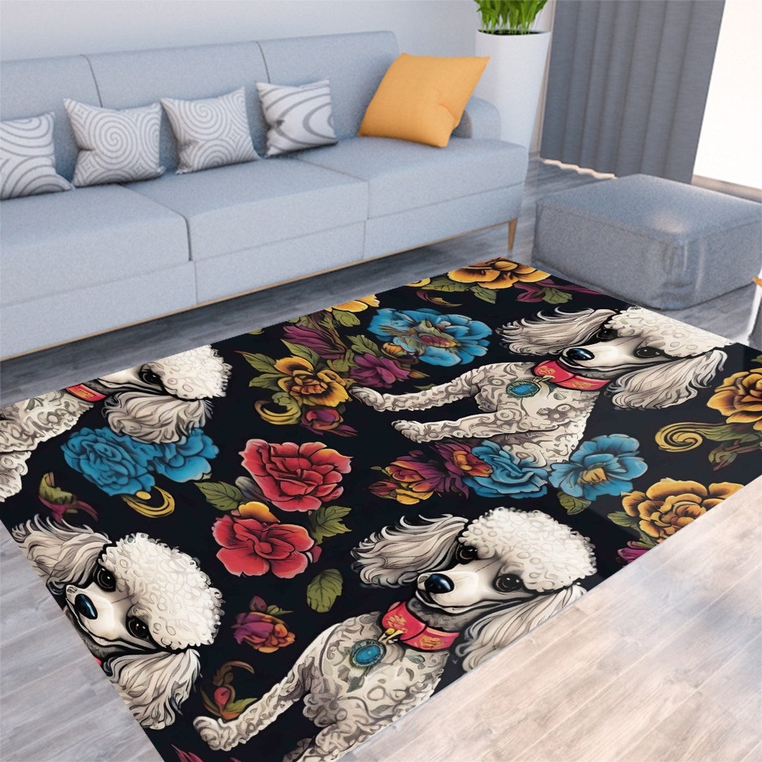 Poodle Dog Mat, Bohemian Pet Rug, Japanese Tattoo , Floor Covering, Non ...