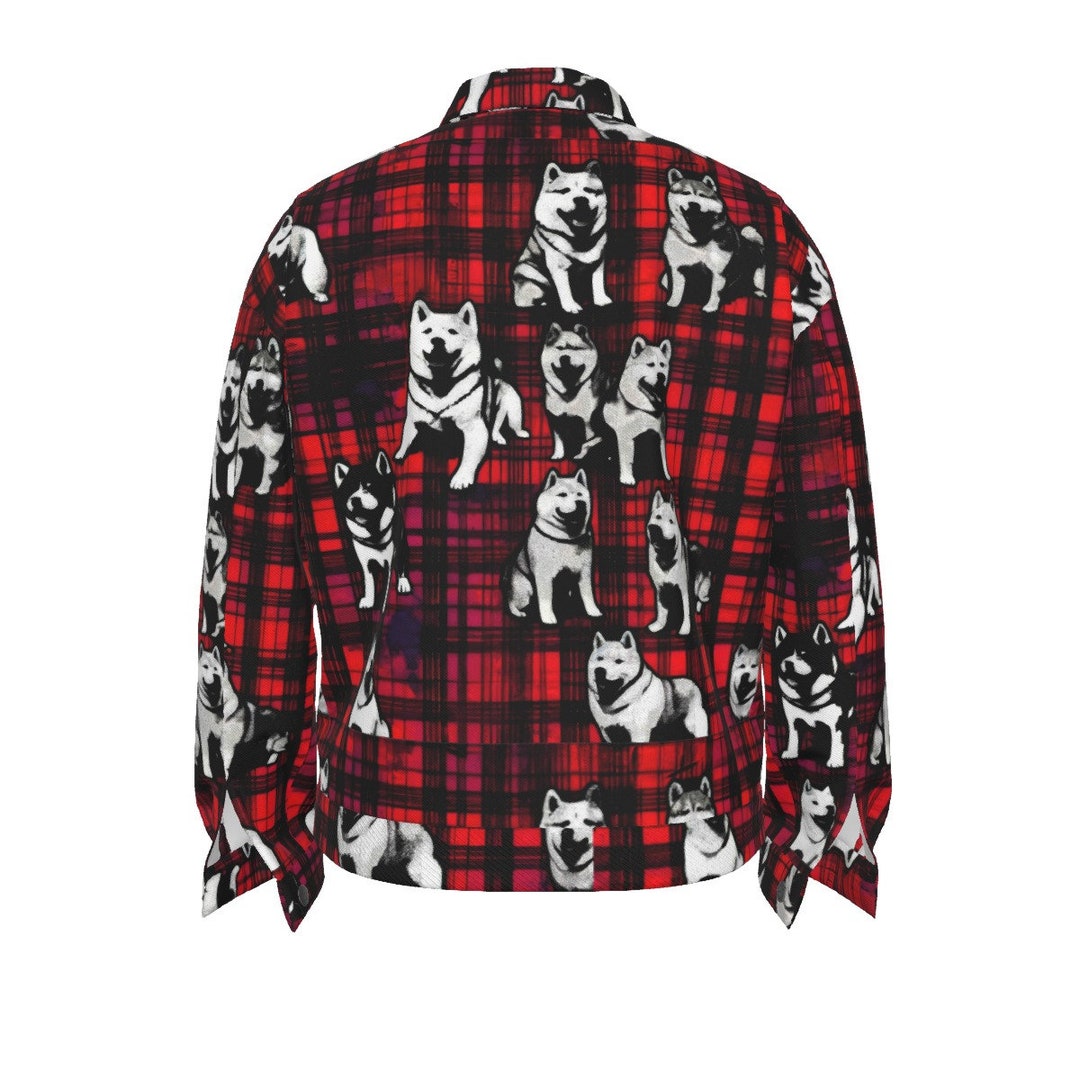Lumberjack Plaid Akita Dog Cotton Jacket, Unisex Lightweight Jean ...