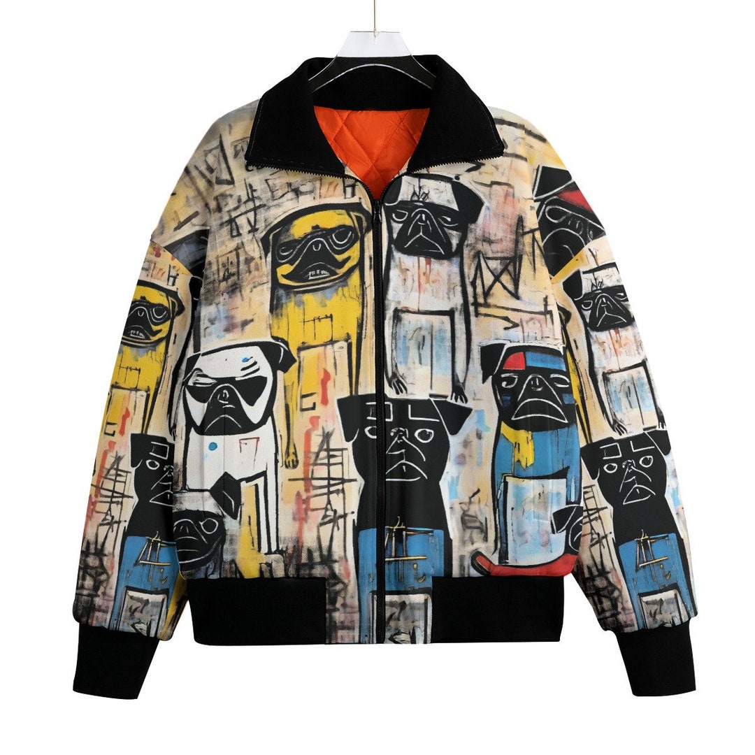 Pug Crude Art Dog Bomber Jacket ,custom Dog Coat,graffiti Street Art ...