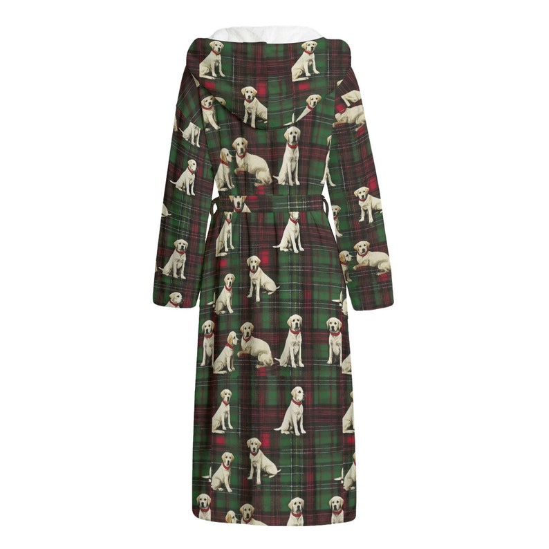 Tartan Plaid Dog Plush Robe, Labrador Retriever Hooded Bathrobe, Unisex ...