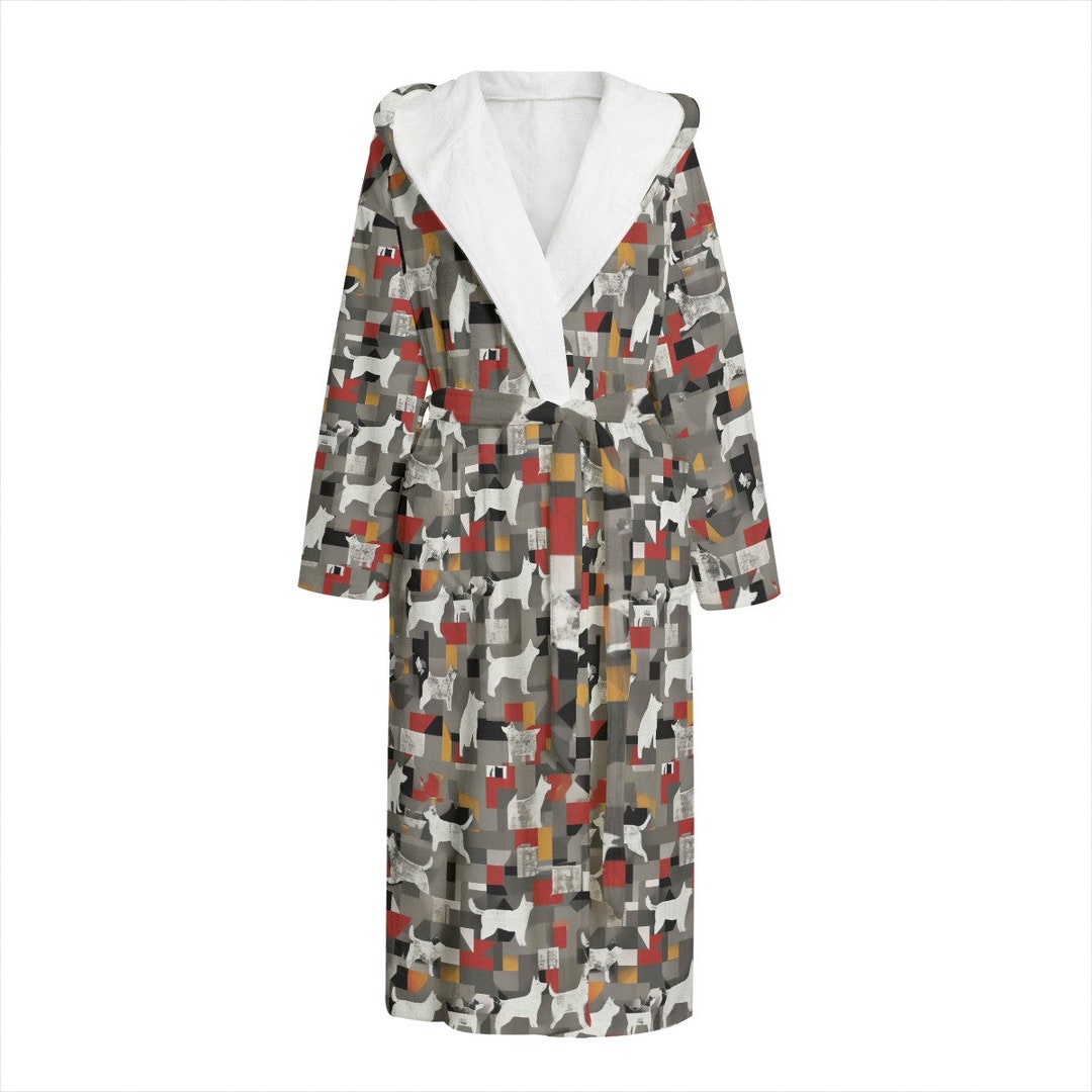 Fluxux Canadian Eskimo Dog Plush Robe, Brutalist Hooded Bathrobe ...