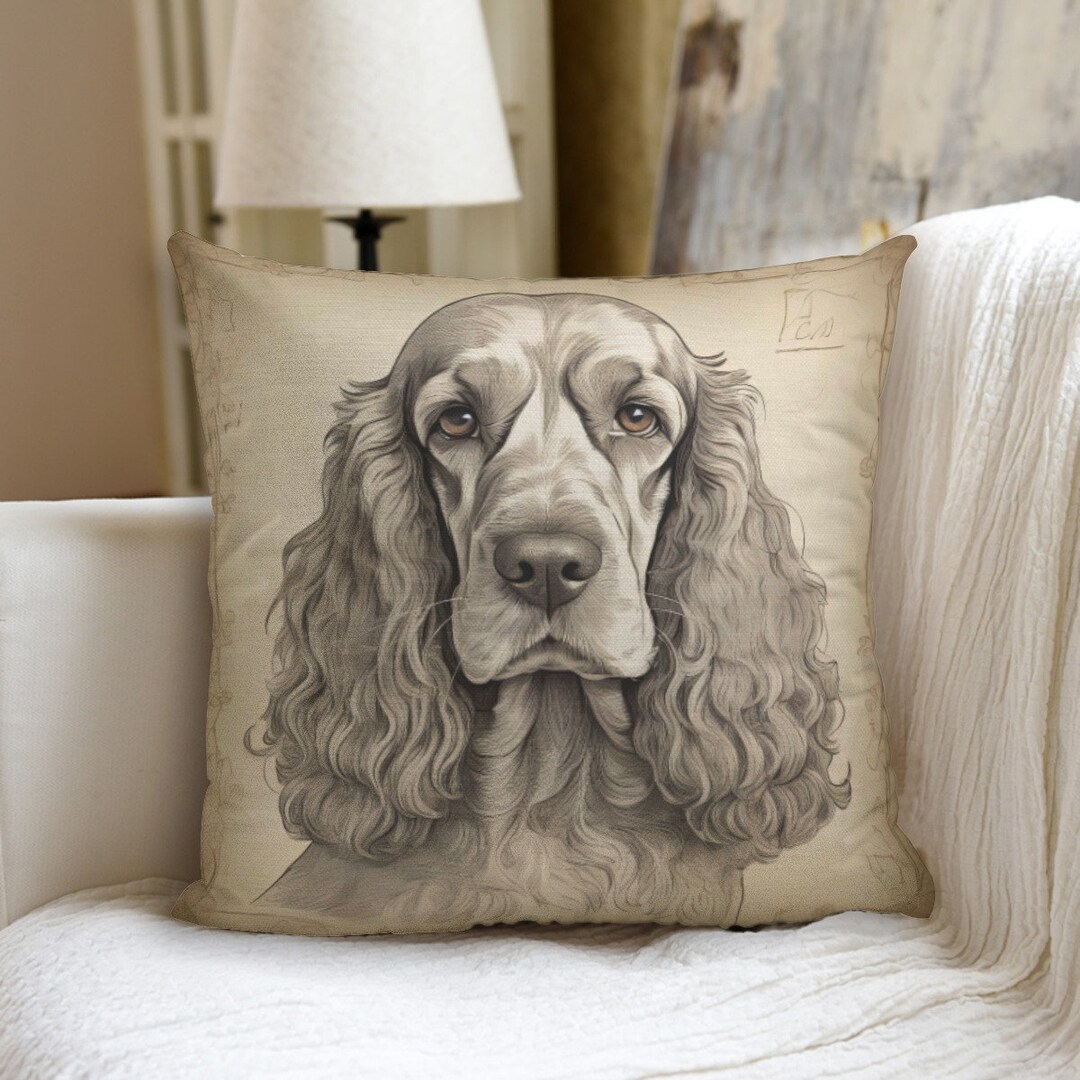Cocker Spaniel Leonardo Da Vinci Dog Pillow, Gift for Dog Lover, Home ...