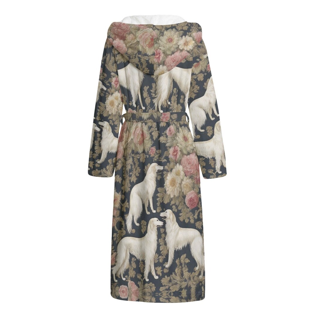 Borzoi Baroque Dog Plush Robe, Hooded Bathrobe, Unisex Robe, Thick ...